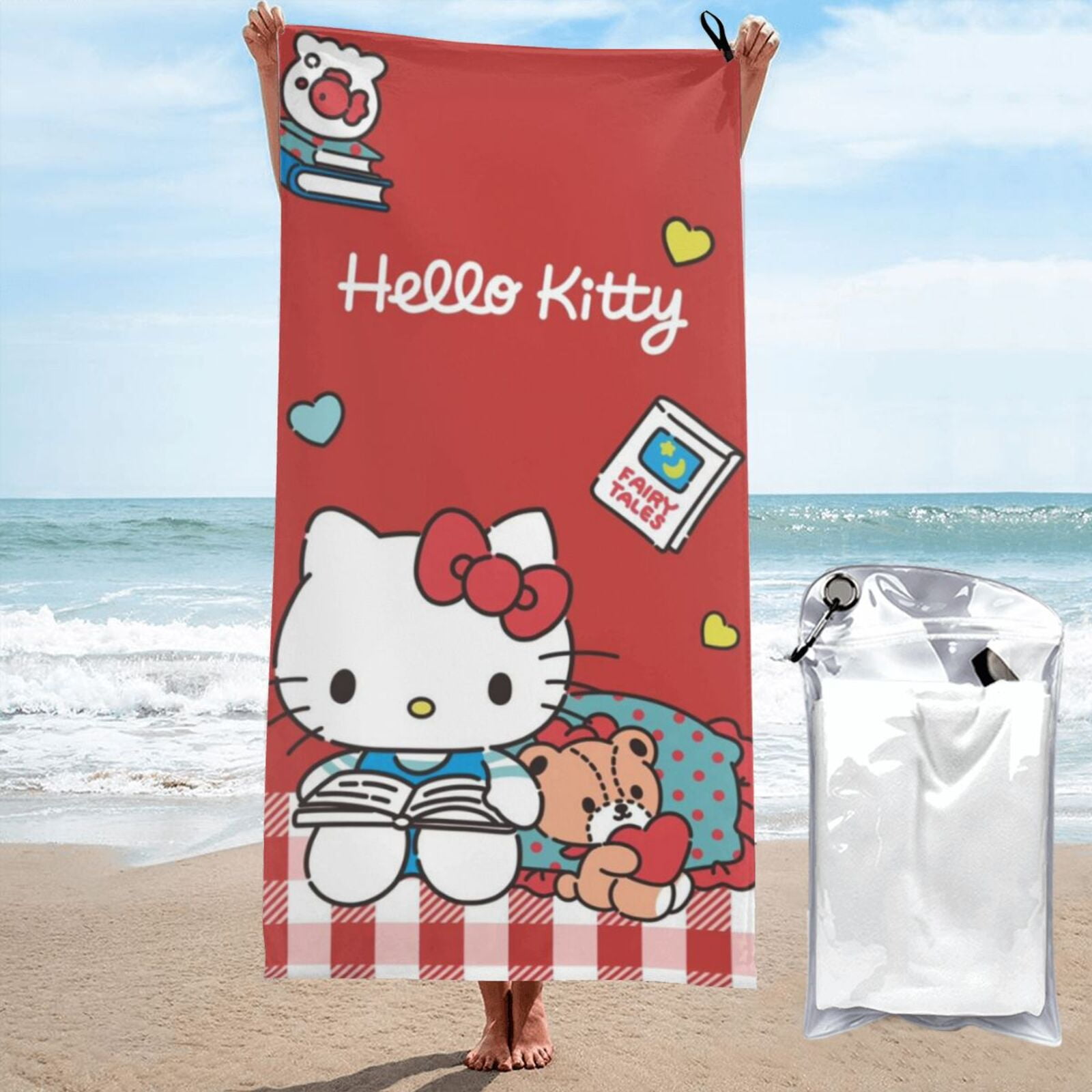 Hello Kitty Beach Towel Absorbent Large Towel 3D Cartoon Towel Fast ...