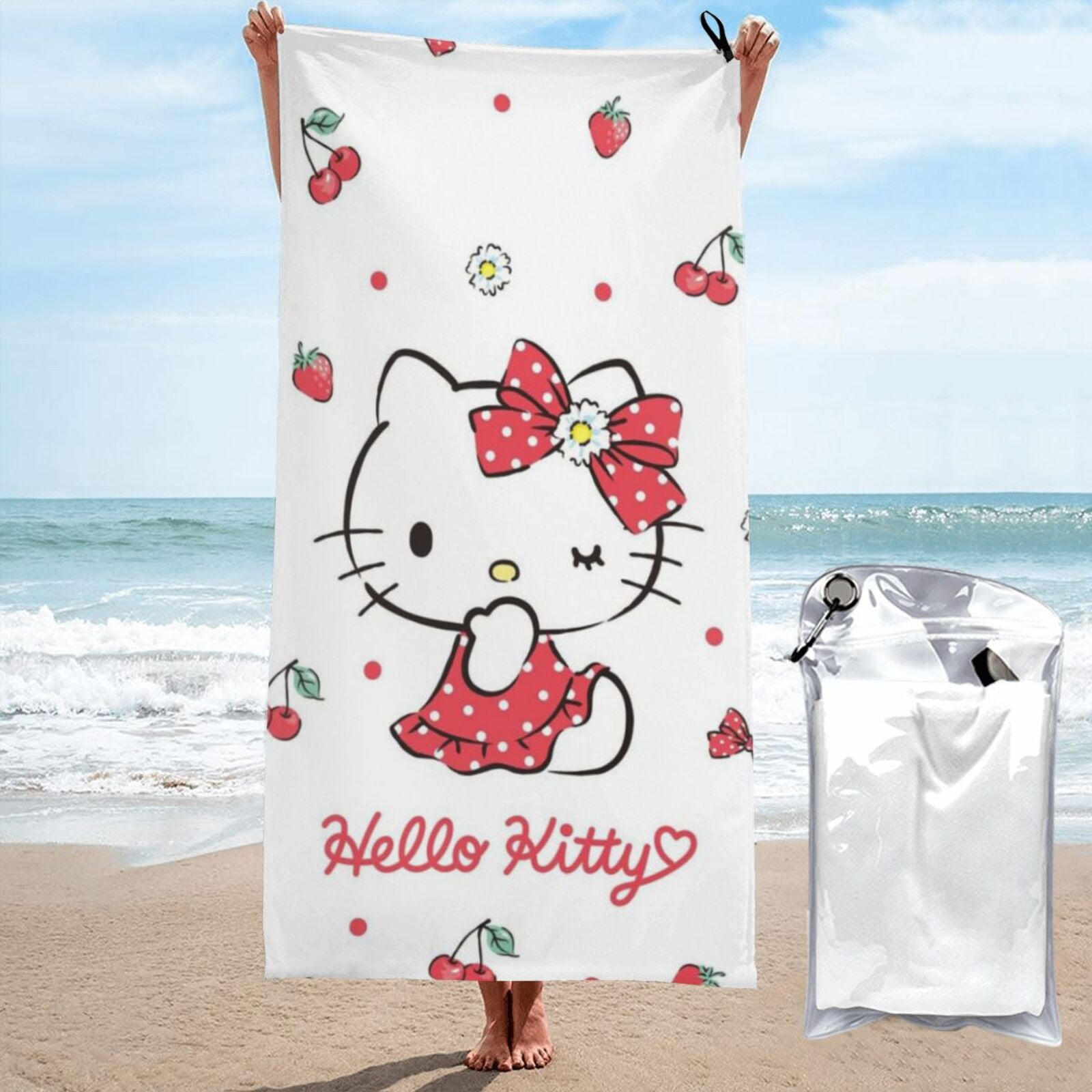 Hello Kitty Beach Towel Absorbent Large Towel 3D Cartoon Towel Fast ...