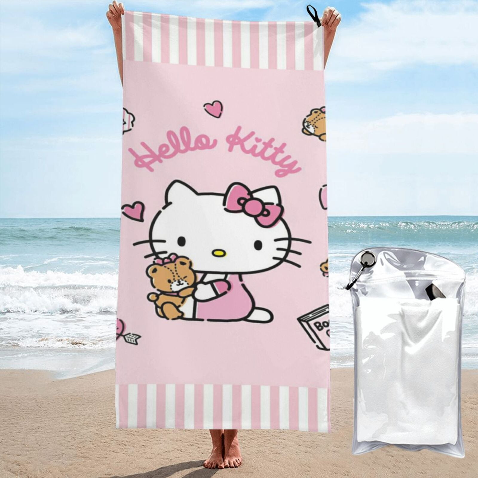 Hello Kitty Beach Towel Absorbent Large Towel 3D Cartoon Towel Fast ...