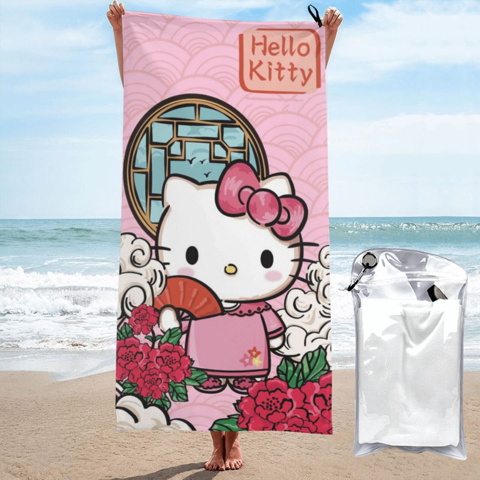 Hello Kitty Beach Towel Absorbent Large Towel 3D Cartoon Towel Fast ...
