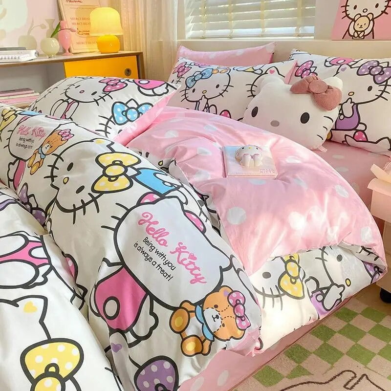 Hello Kitty Bedding Four Piece Nordic Winter Warm Bedding Set Luxury ...