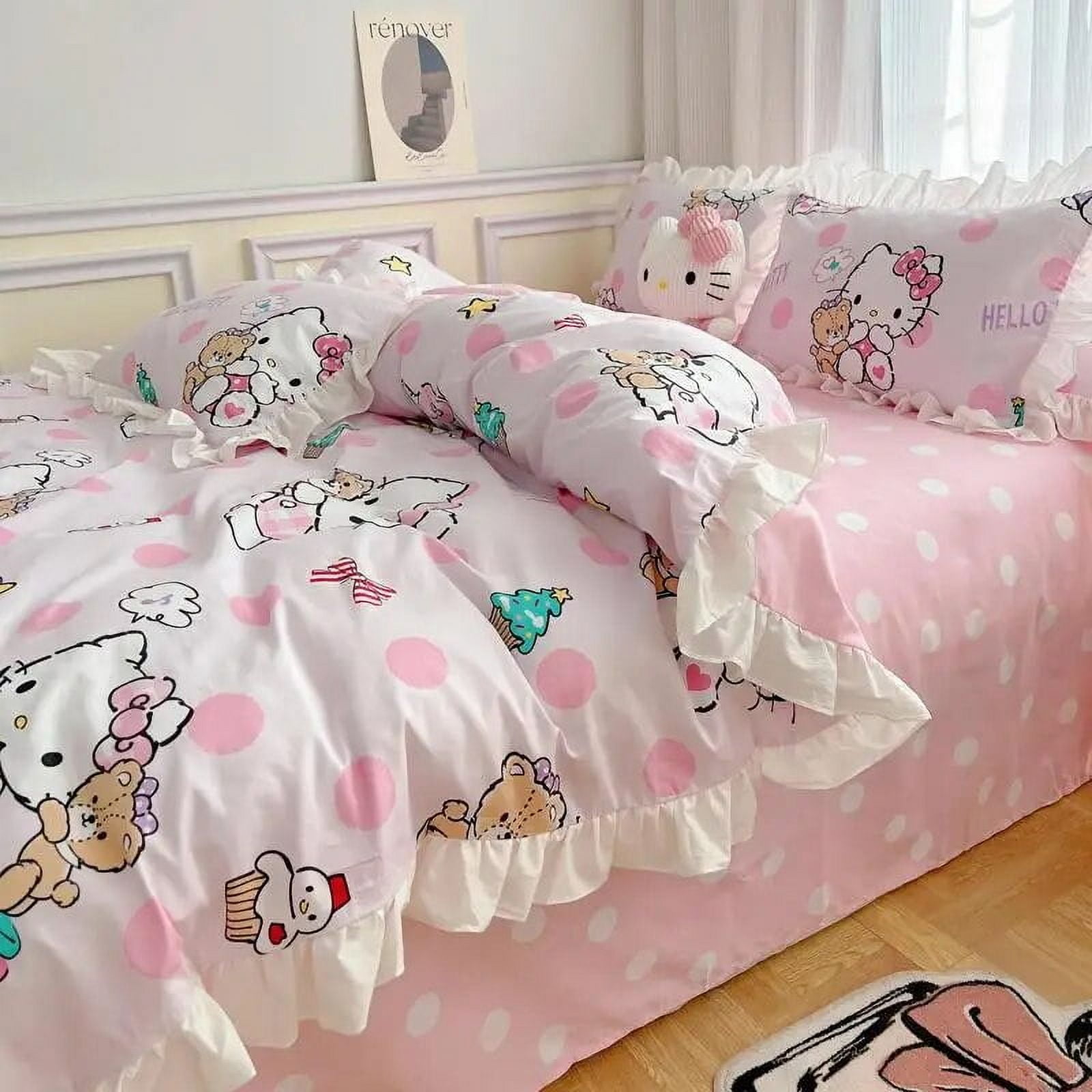 Hello Kitty Bedding Four Piece Nordic Winter Warm Bedding Set Luxury ...