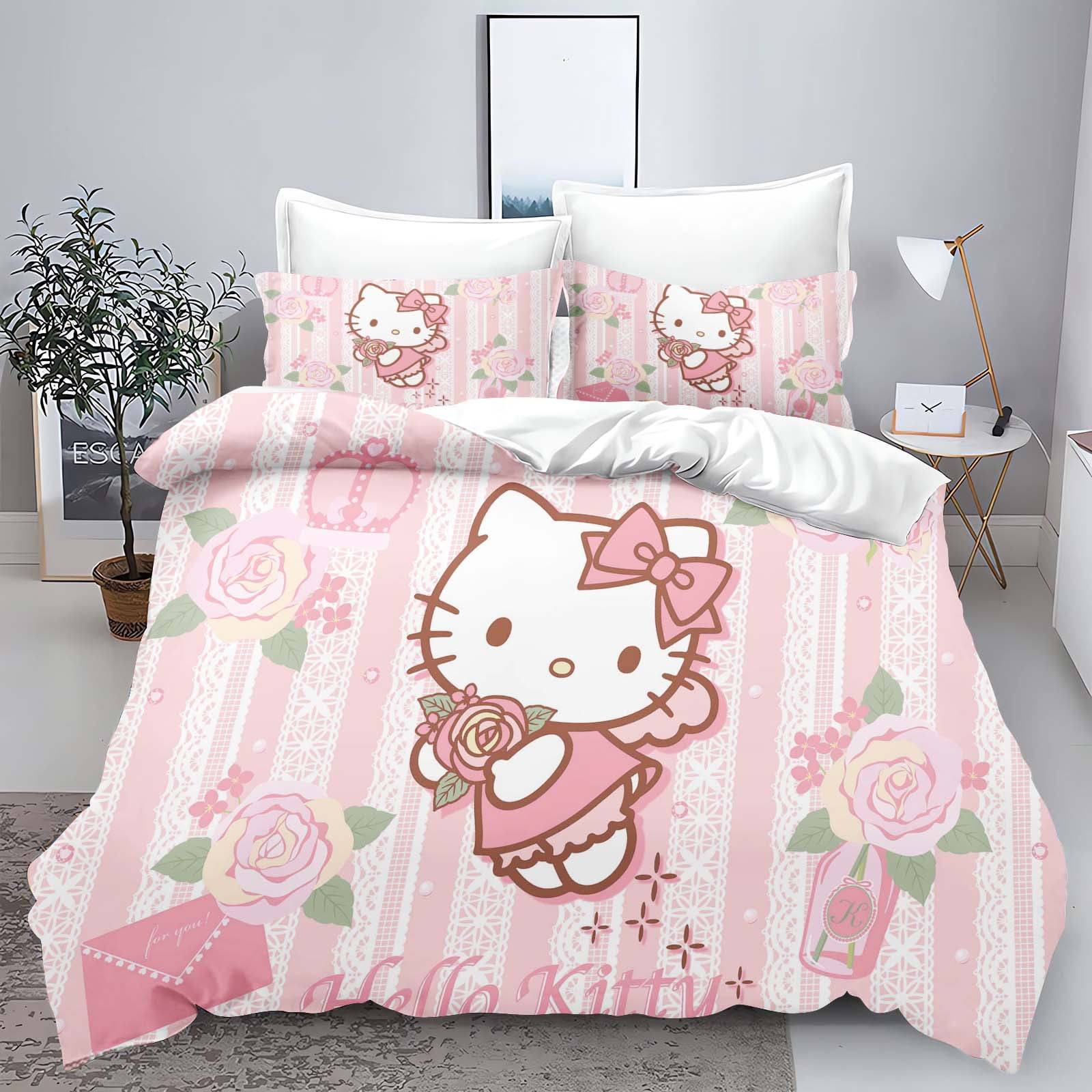 Hello Kitty Bedding Set Home Quilt Cover Without Filling No Printed ...