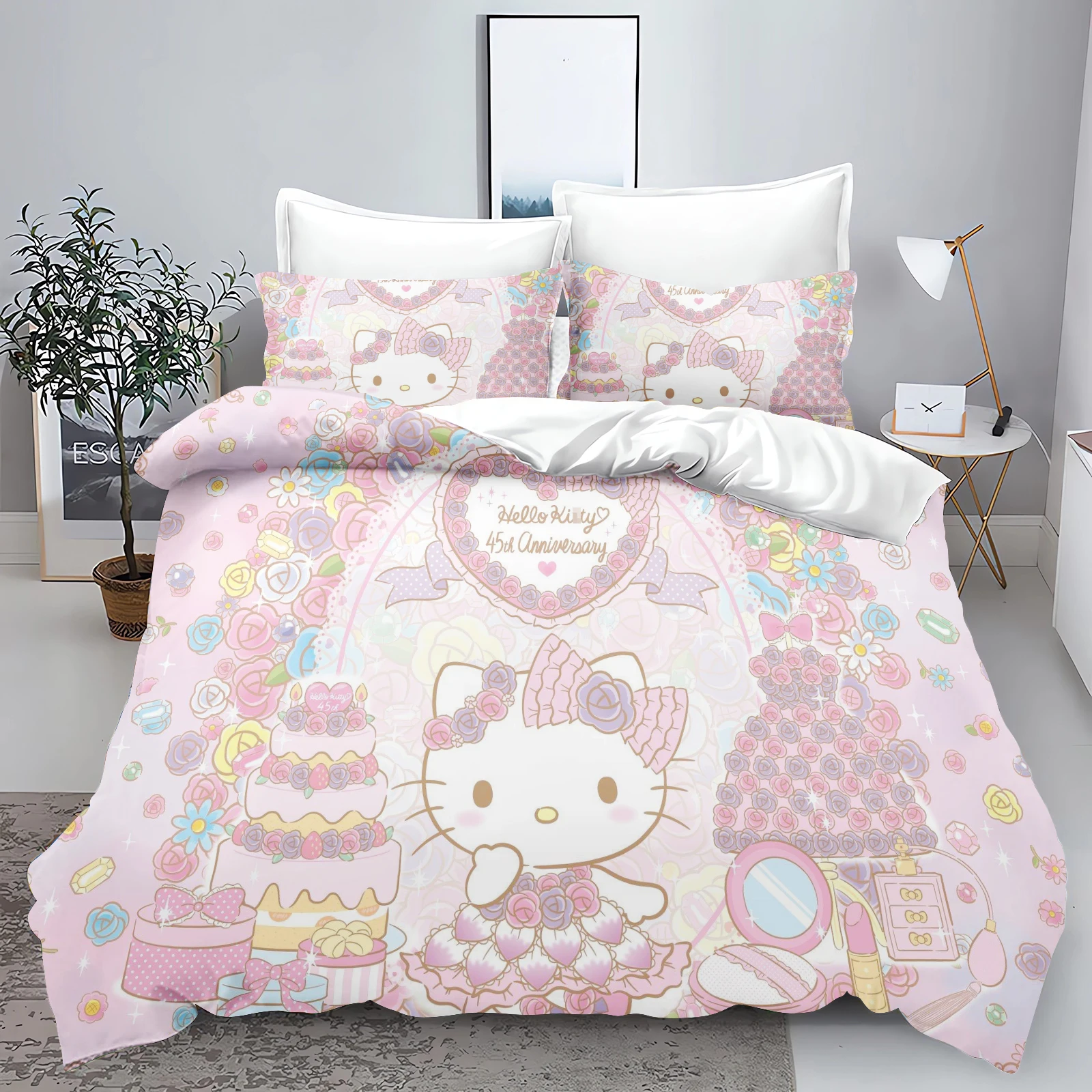 Hello Kitty Bedding Sets Soft Sanrio Comforter Cover Bed Cover Duvet ...