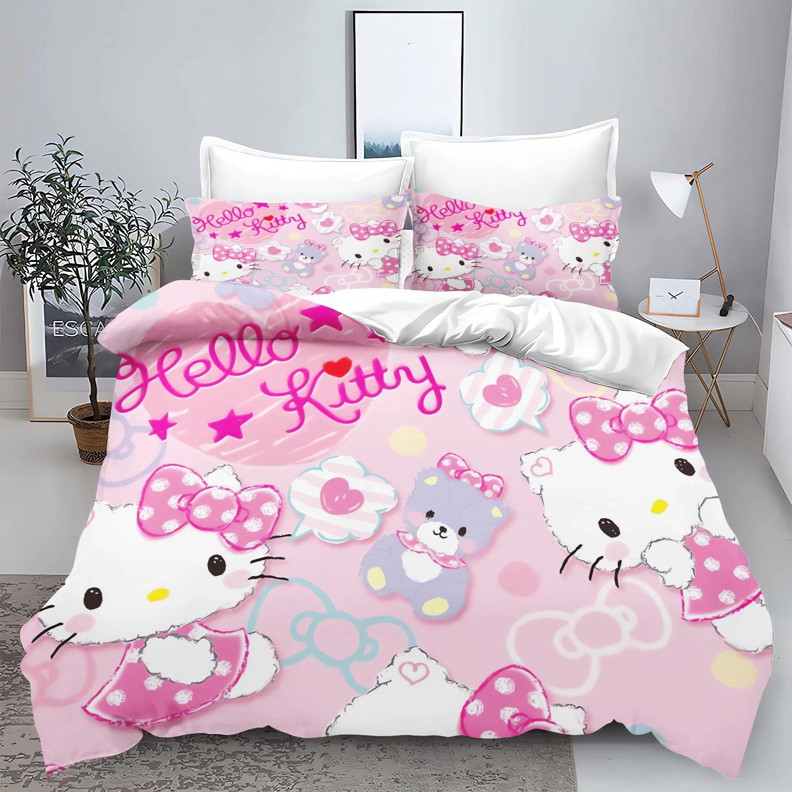 Hello Kitty Bedding Sets Soft Sanrio Comforter Cover Bed Cover Duvet ...