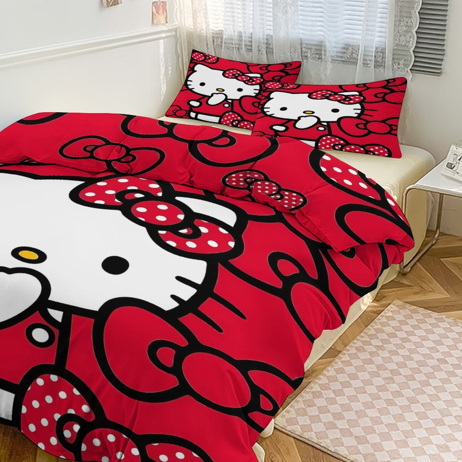 Cute Hello Kitty Bedding Sets for Girl Comforter Set 3pcs Comforter ...