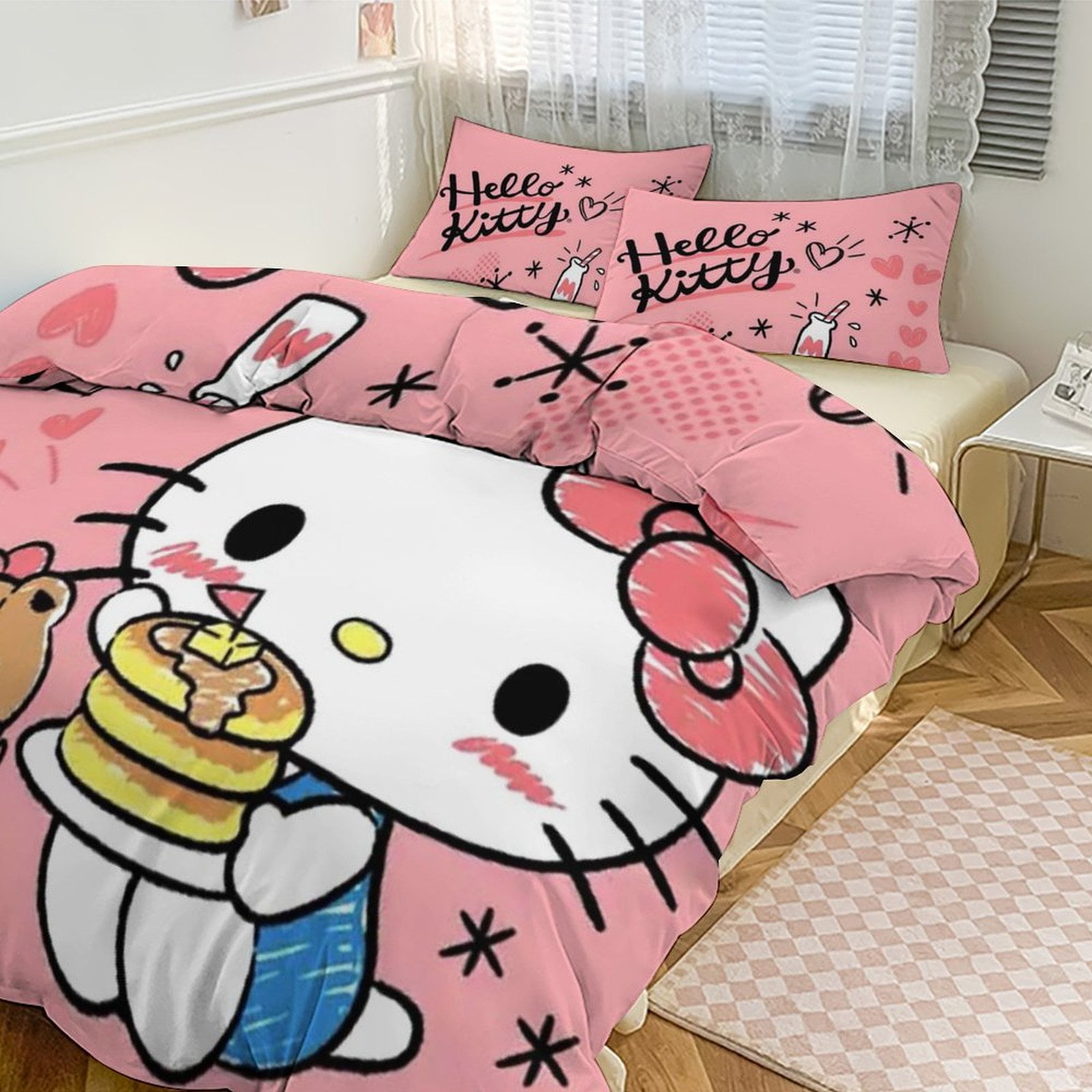 Hello Kitty Bedding Sets for Kids Men Women Full Size 3pcs 1 Comforter ...