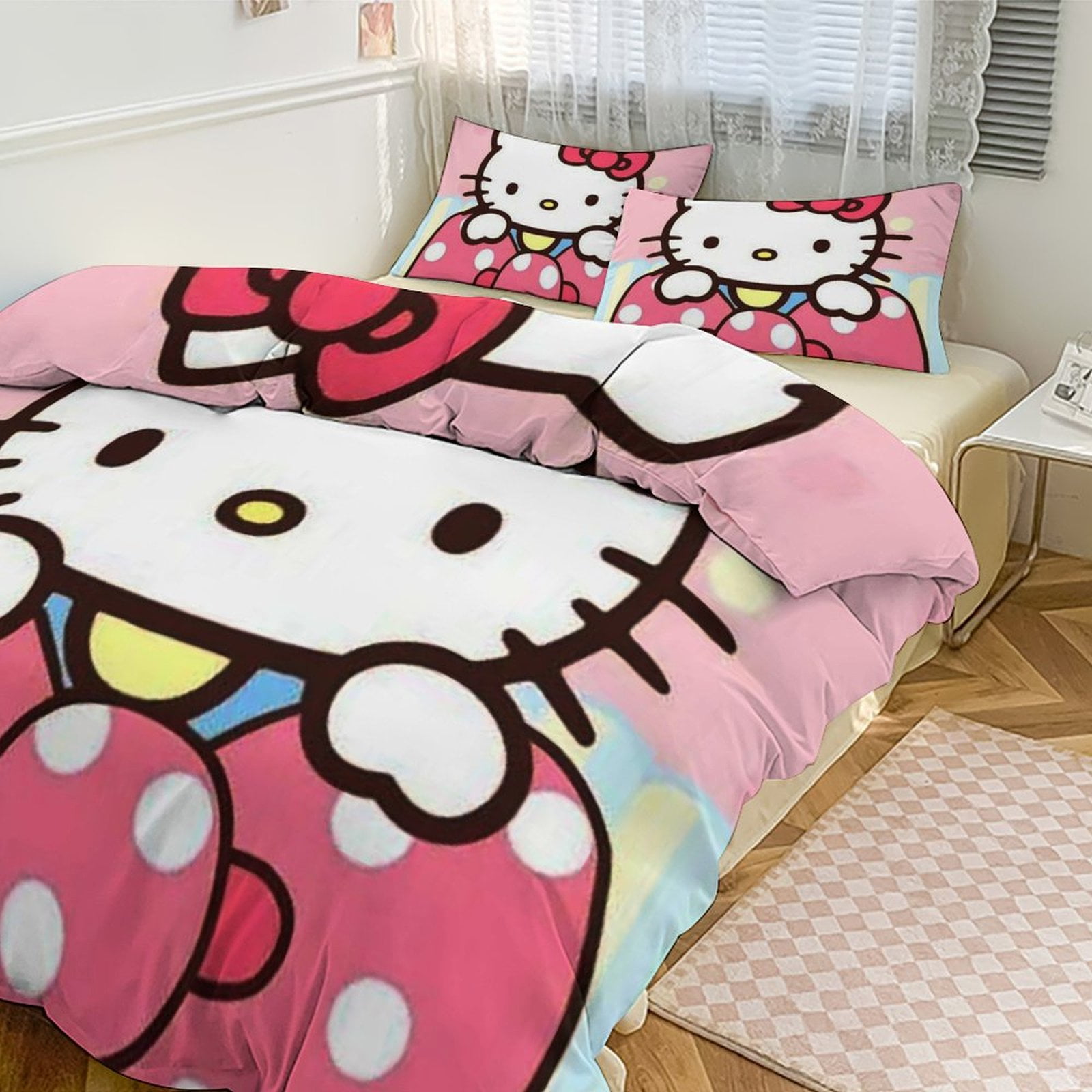 Hello Kitty Bedding Sets for Kids Men Women Full Size 3pcs 1 Comforter ...