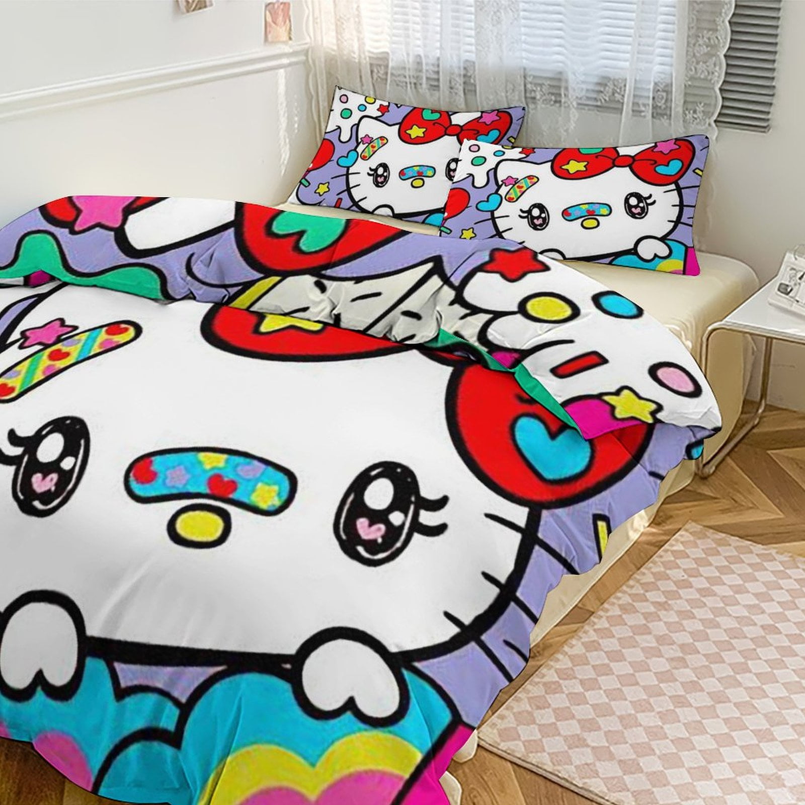 Hello Kitty Bedding Sets for Kids Men Women Full Size 3pcs 1 Comforter ...