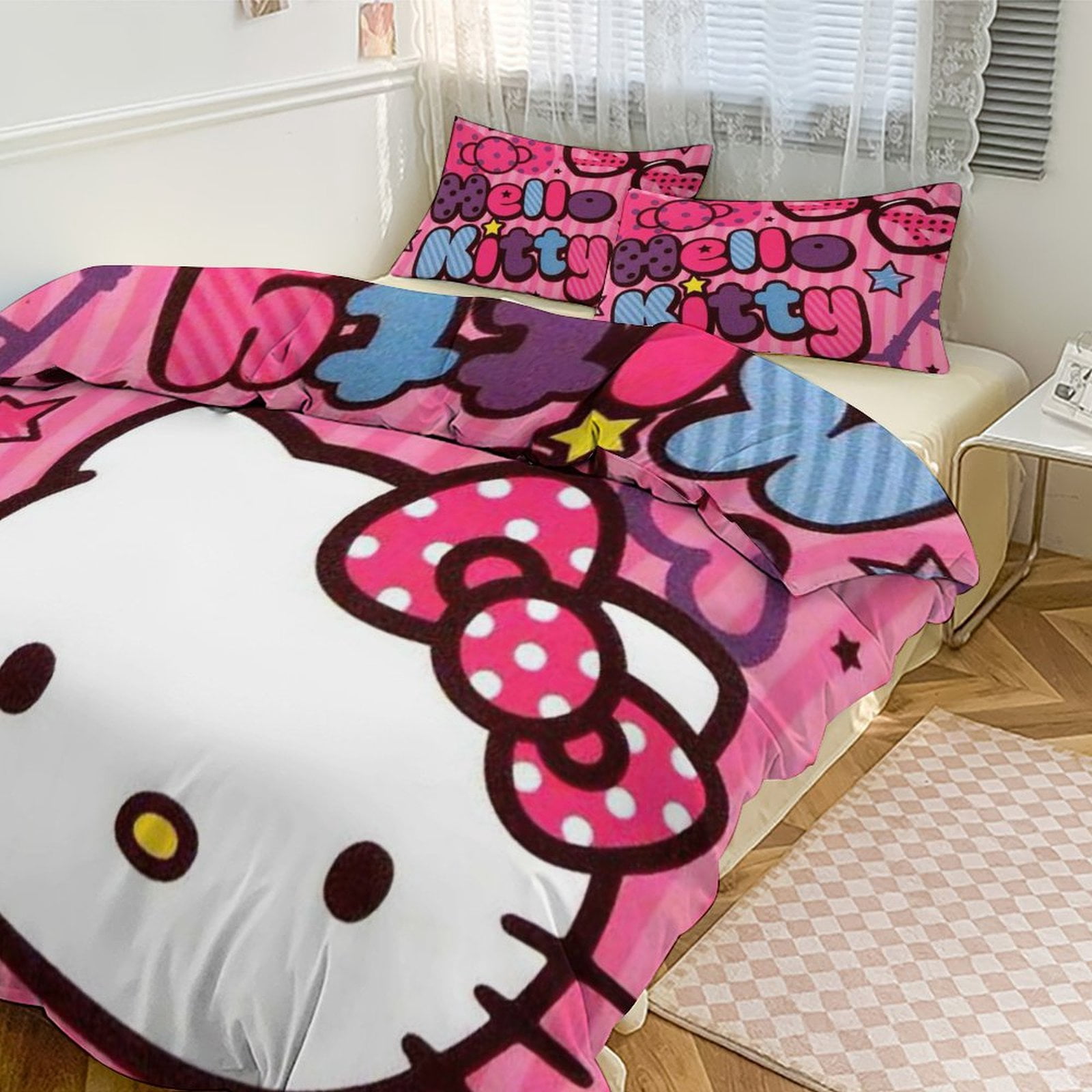 Hello Kitty Bedding Sets for Kids Men Women Full Size 3pcs 1 Comforter ...