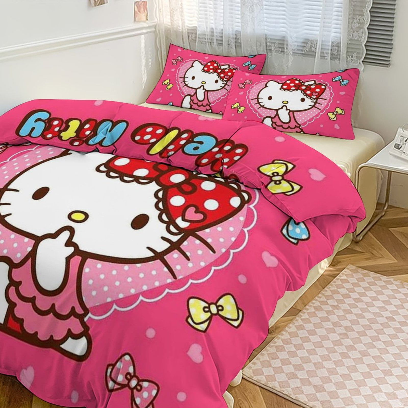 Hello Kitty Bedding Sets for Kids Men Women Full Size 3pcs 1 Comforter ...