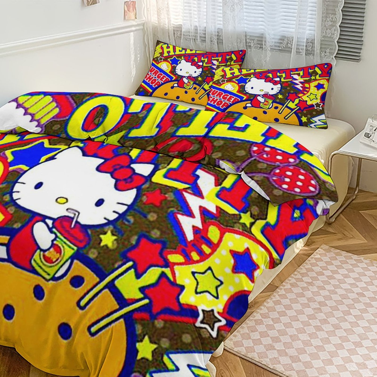 Hello Kitty Bedding Sets for Kids Men Women Full Size 3pcs 1 Comforter ...