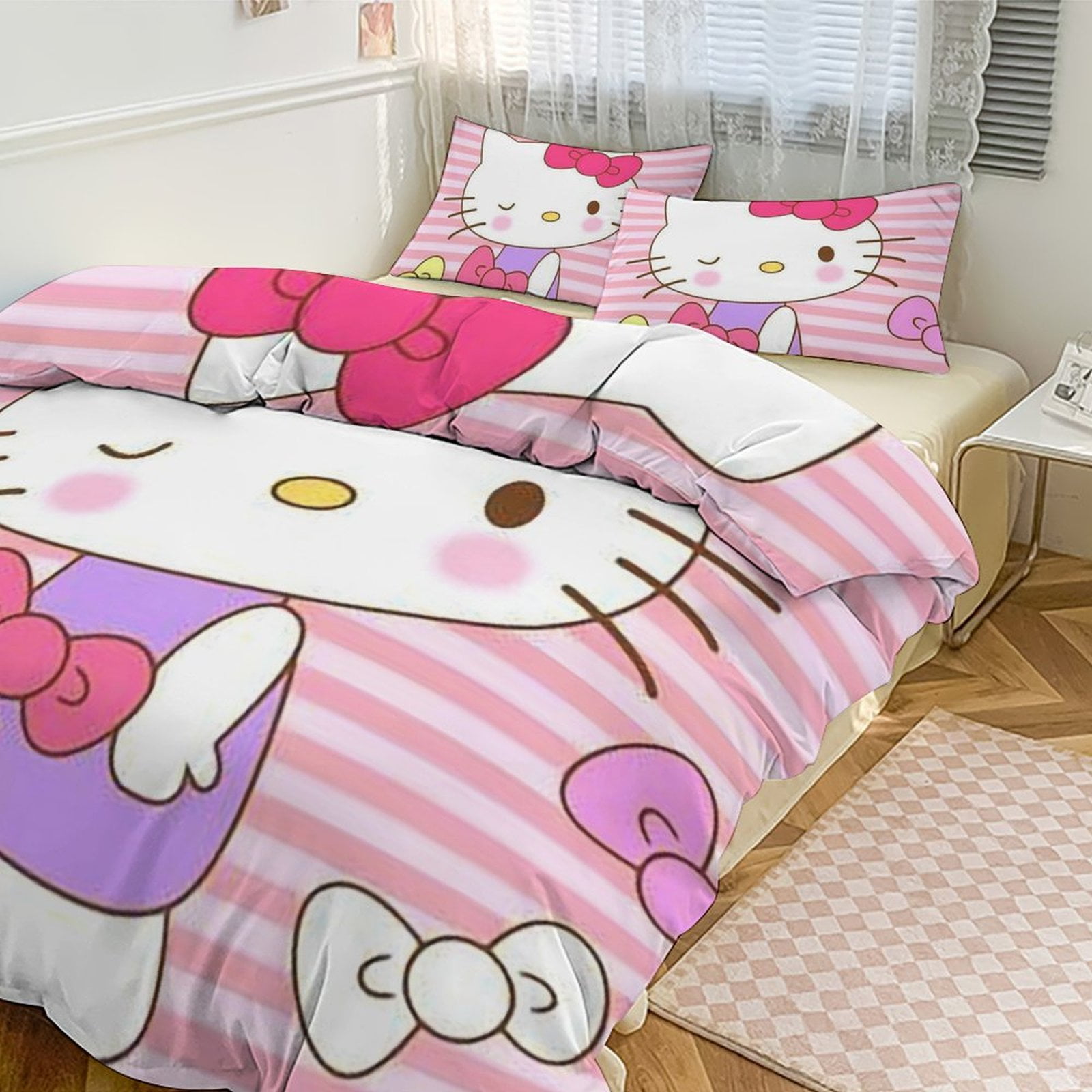 Hello Kitty Bedding Sets for Kids Men Women Queen Size Bedding Set 3pcs ...