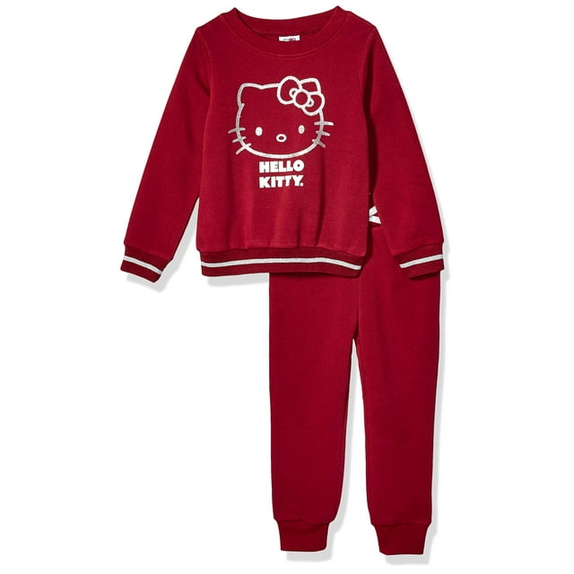 Hello Kitty Kids Clothes Outfits: Big Girls 2 Piece Burgundy Sweatshirt ...