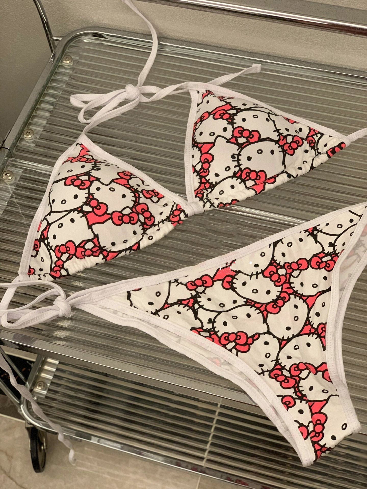 Hello Kitty Bikini Kawaii Sanrio Underwear Set Anime Cartoon Kuromi My Melody Print Bra