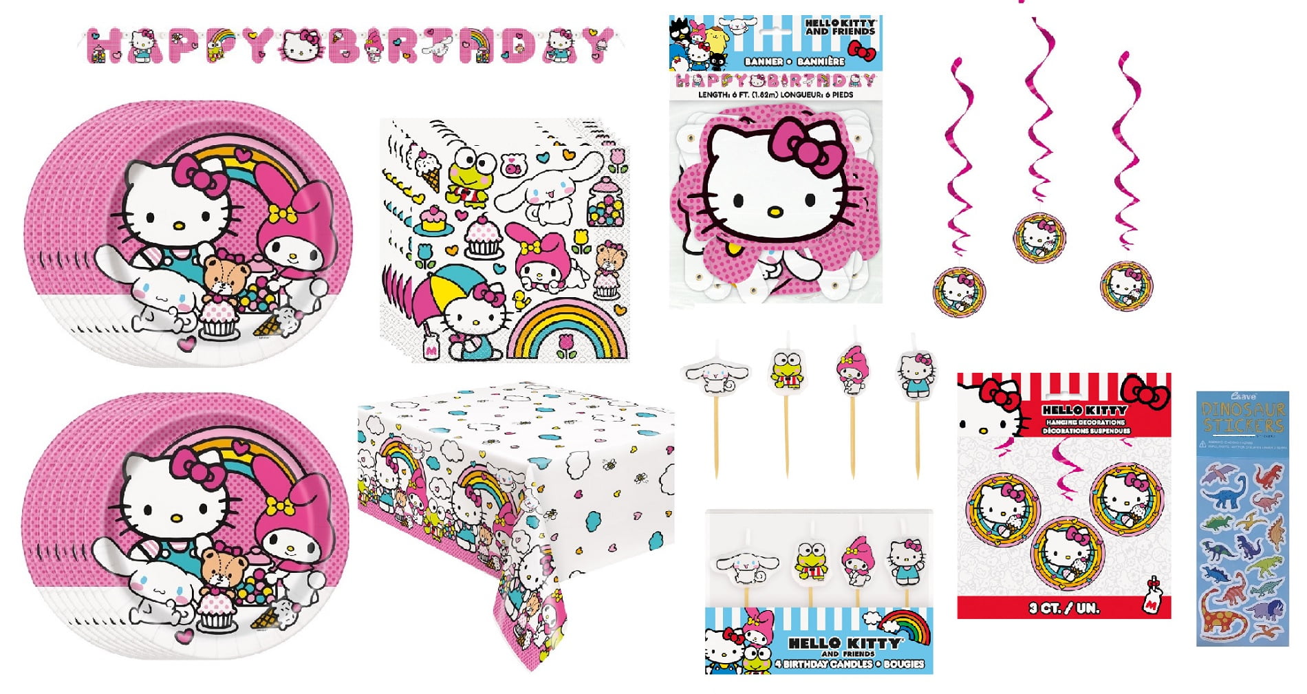 Hello Kitty Birthday Party Supplies Bundle includes 16 Plates 9", 16 ...