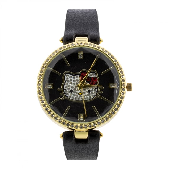 Hello Kitty Black Strap Crystal Bezel Analog Watch - Walmart.com