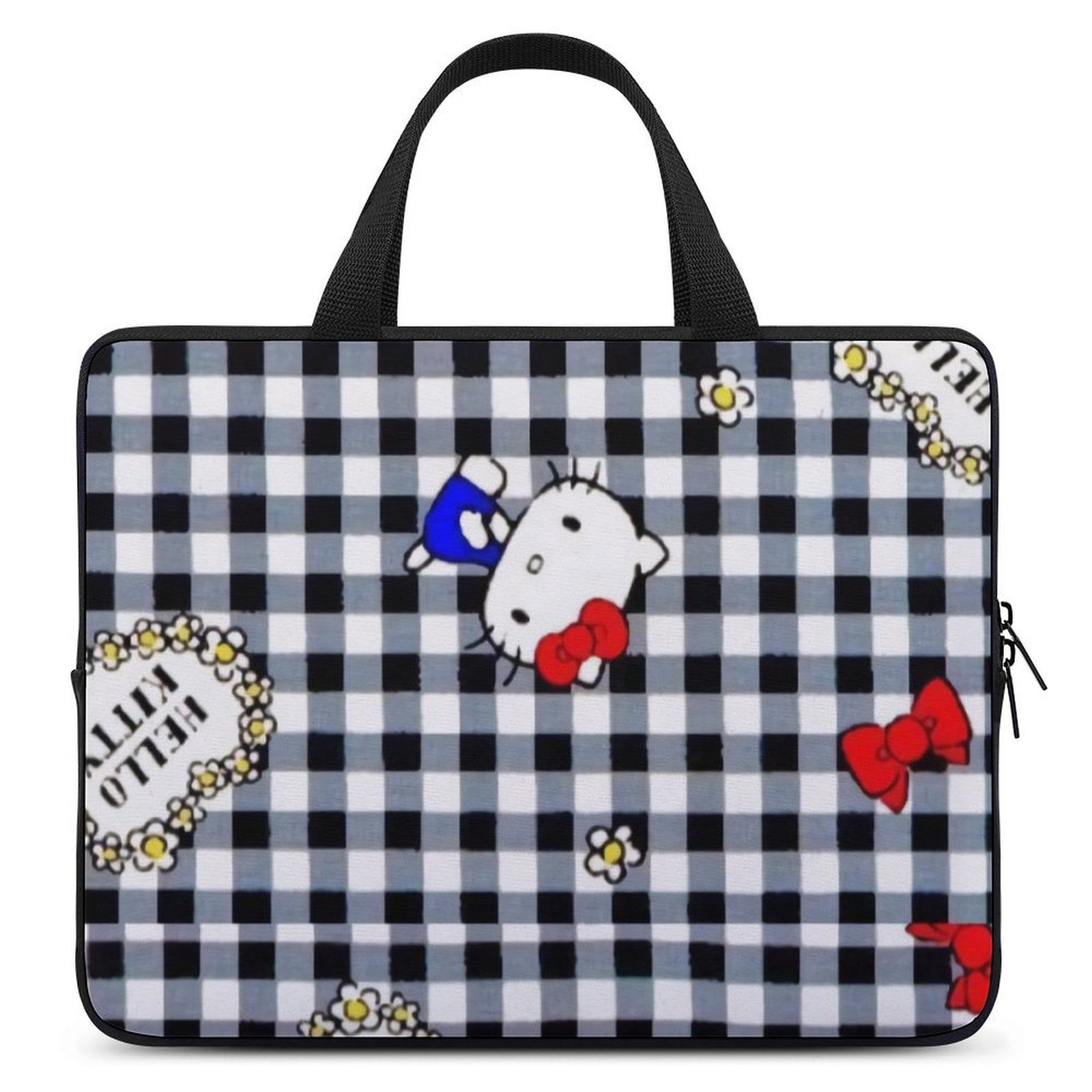 Hello Kitty Black White Plaid 13 Inch Laptop Bag,Expandable Computer ...