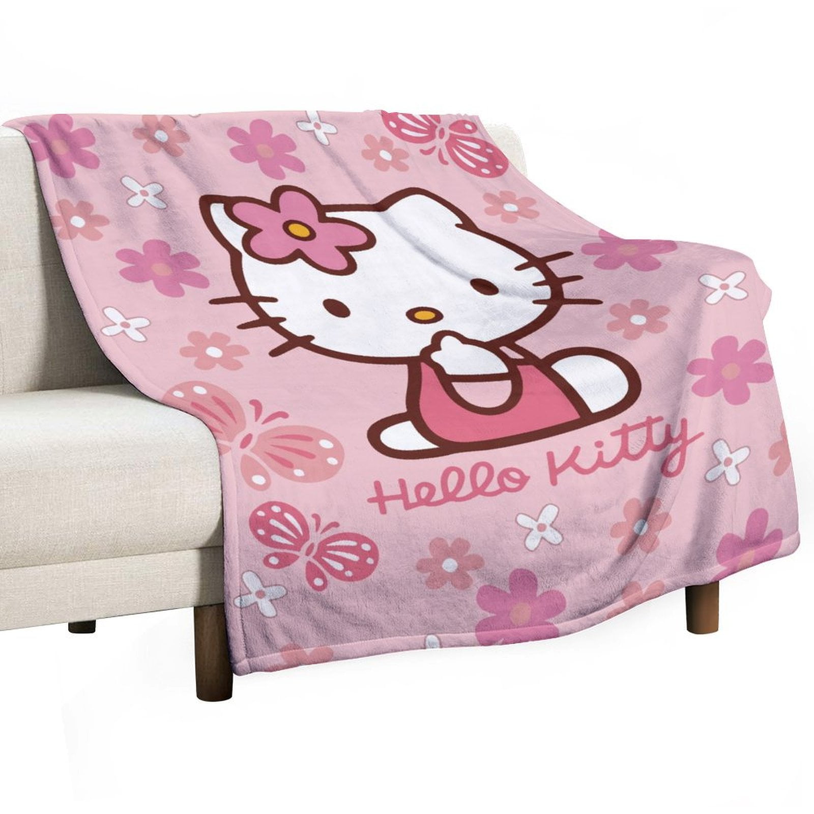 Hello Kitty Blanket Flannel Blanket Cute Fluffy Throw Blanket Cat Theme ...