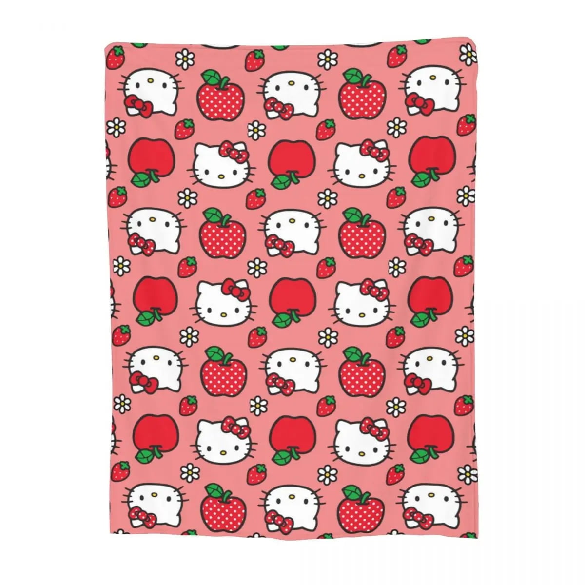 Hello Kitty Blanket Flannel Textile Decor Kitty White Cozy Lightweight ...