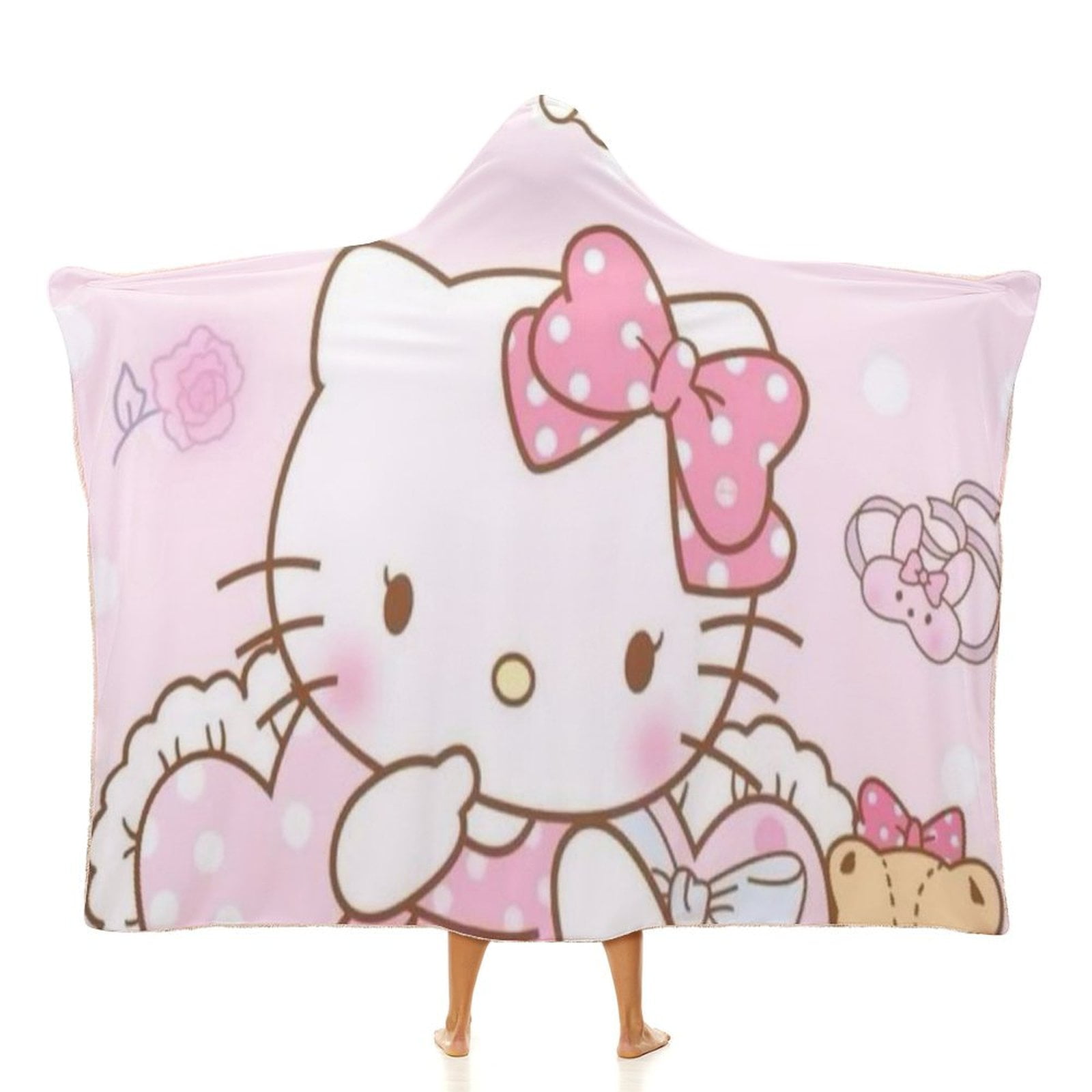 Hello Kitty Blanket Hoodie, Wearable Blanket, Cloak Hooded Throw ...