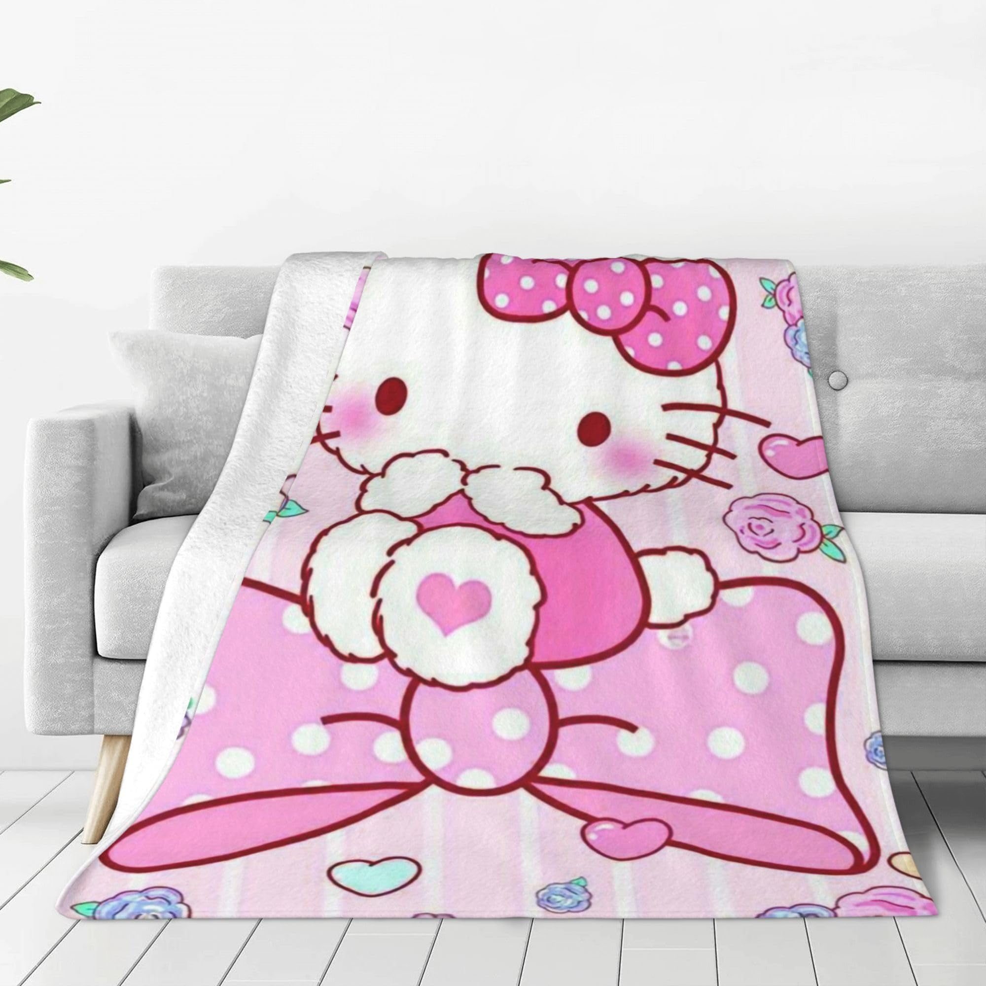 Hello Kitty Blanket Kawaii Cat Throw Blanket for Girls Kids, Super Soft ...