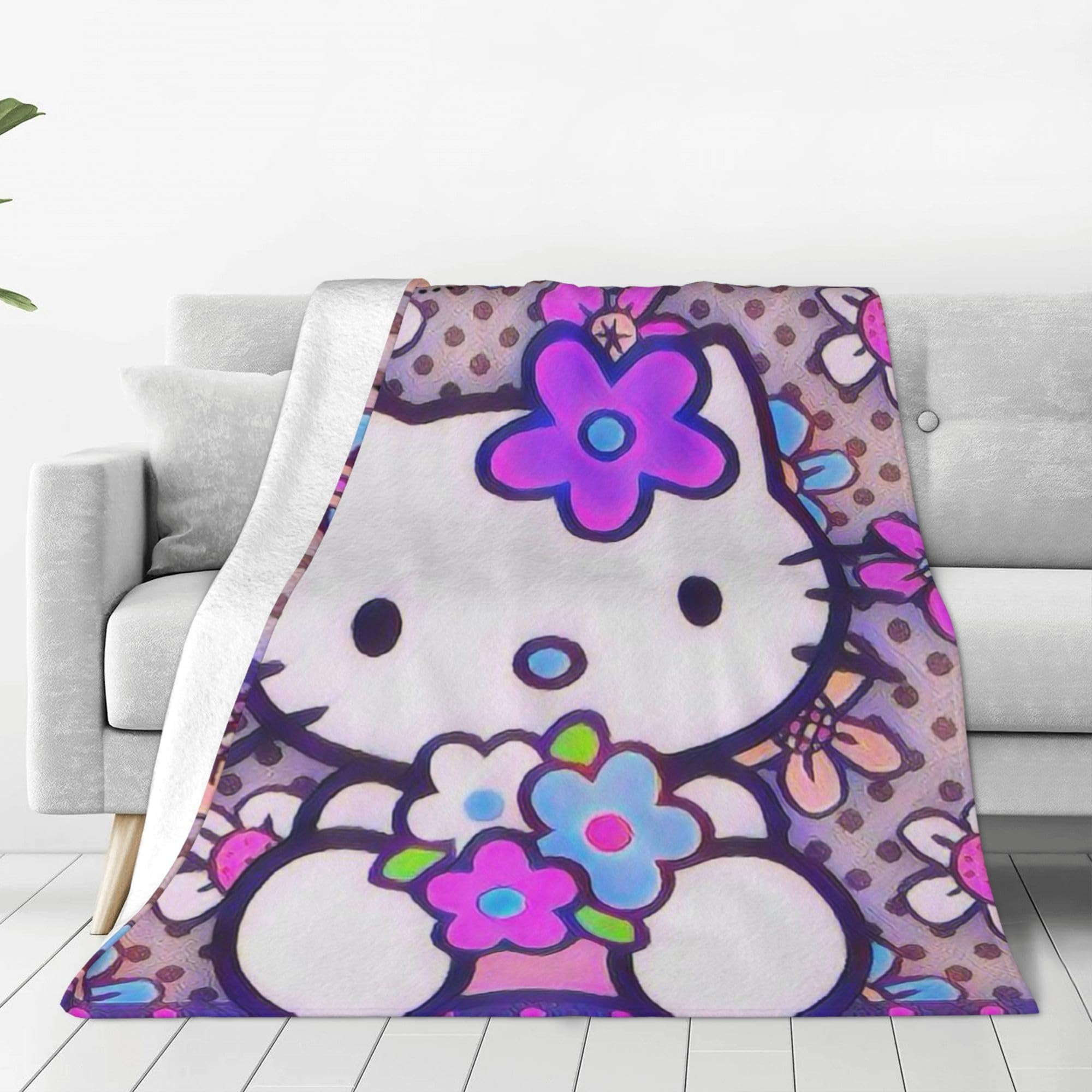 Hello Kitty Blanket Kawaii Cat Throw Blanket for Girls Kids, Super Soft ...