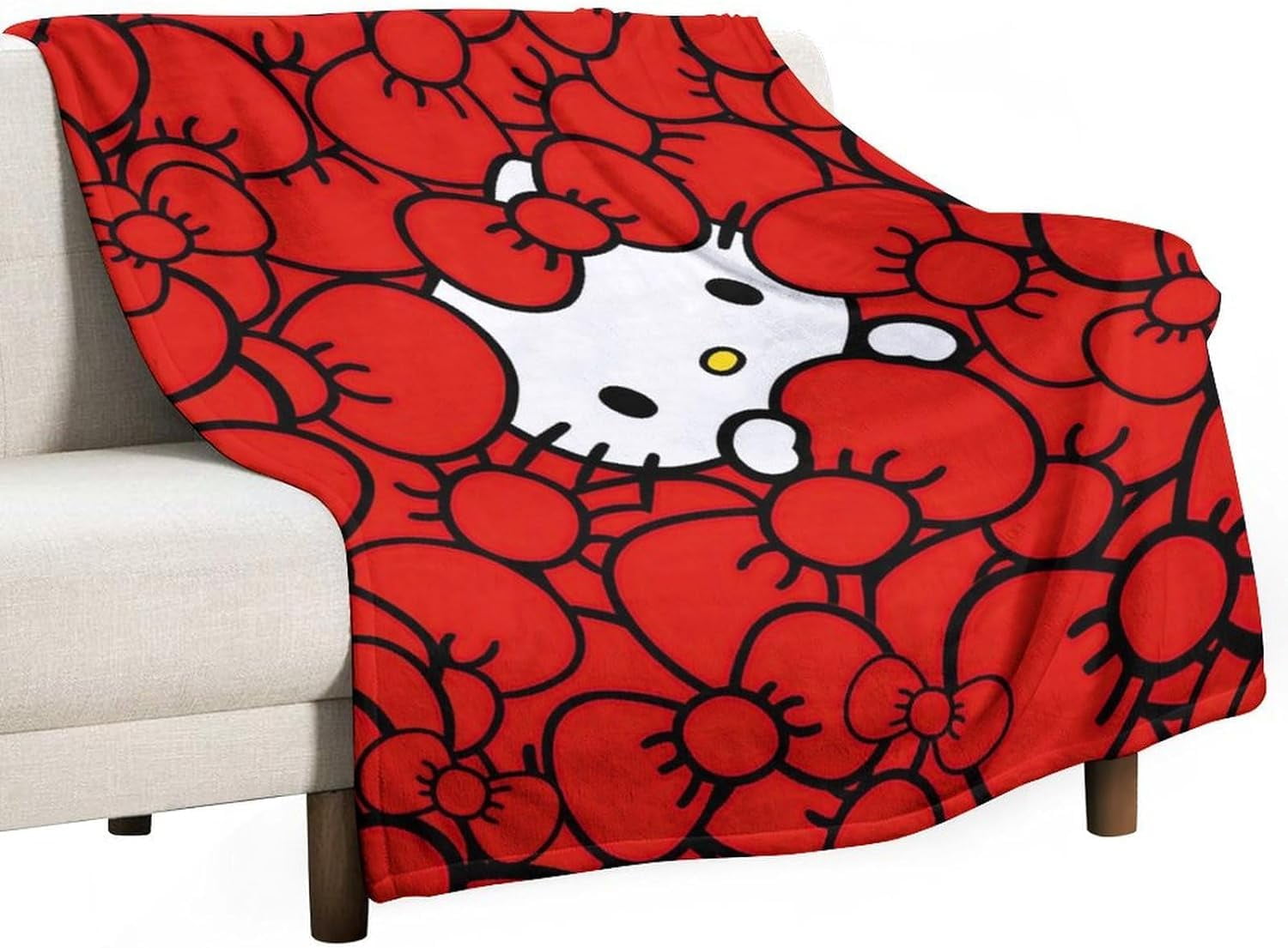 Hello Kitty Blanket Kawaii Cat Throw Blanket for Girls Kids, Super Soft ...