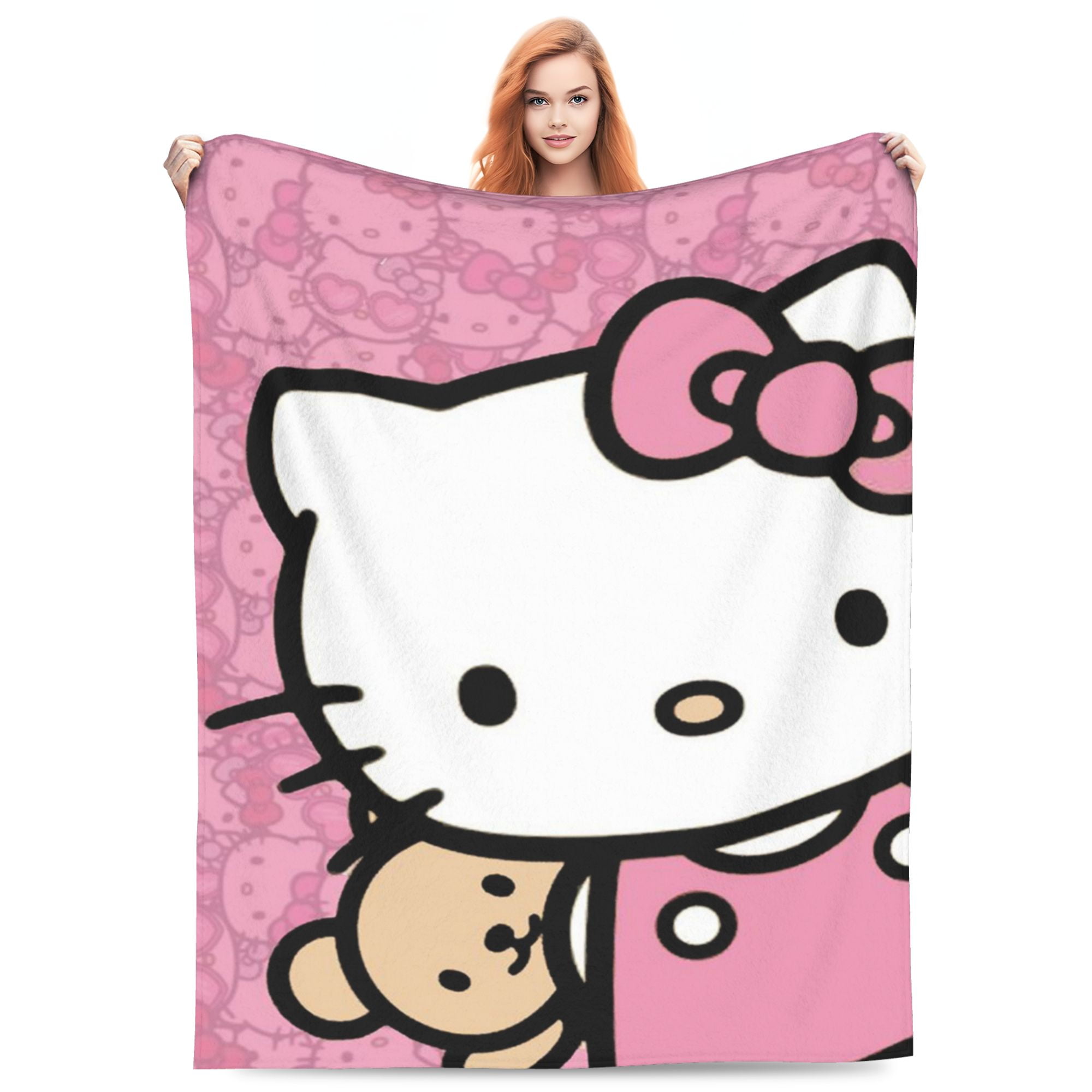 Hello Kitty Blanket Lightweight Throw Blanket Flannel Fleece Microfiber ...