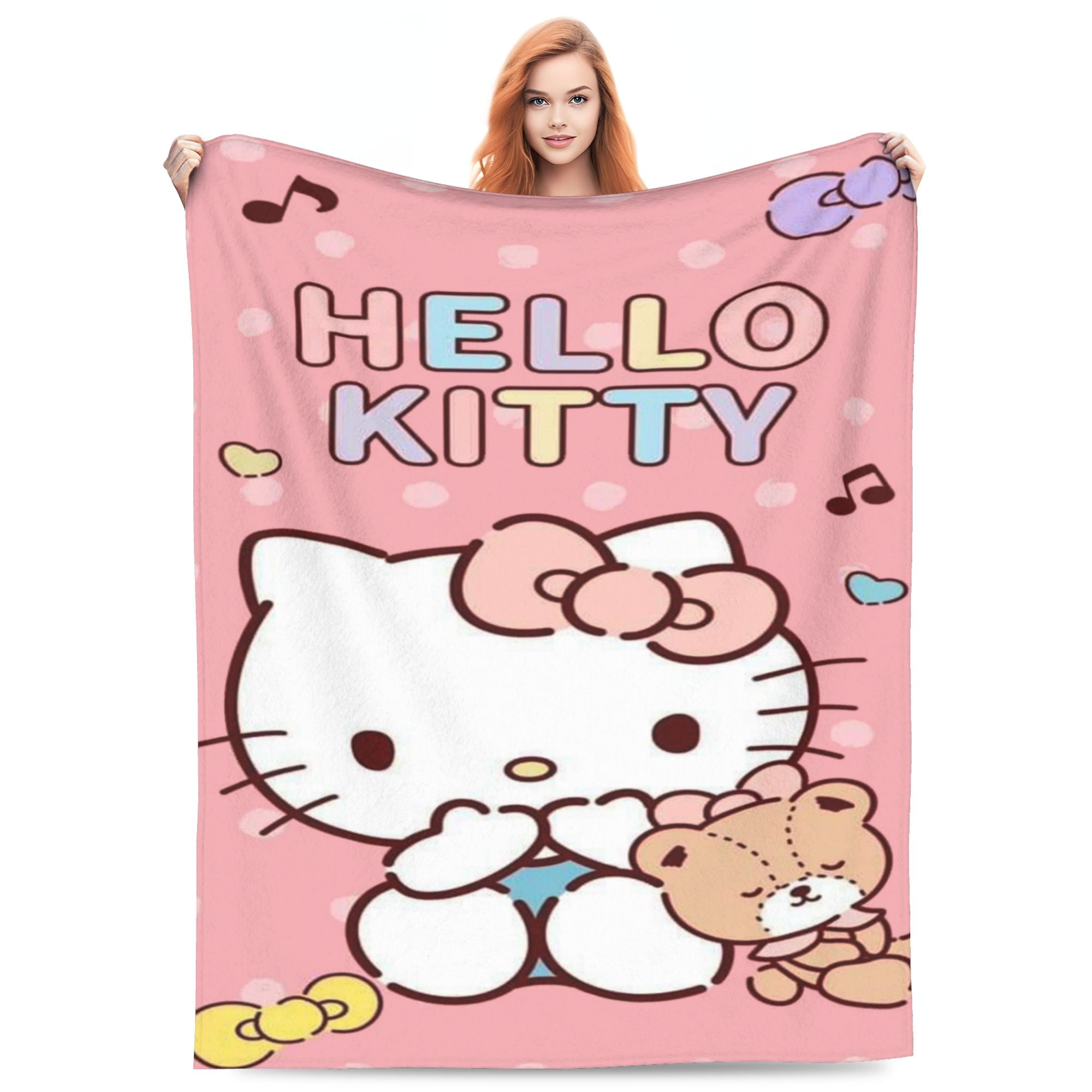 Hello Kitty Blanket Lightweight Throw Blanket Flannel Fleece Microfiber ...