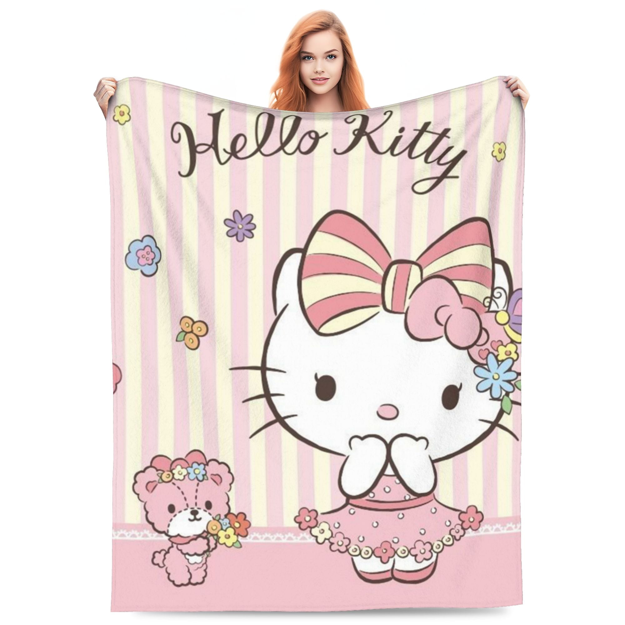 Hello Kitty Blanket Lightweight Throw Blanket Flannel Fleece Microfiber ...