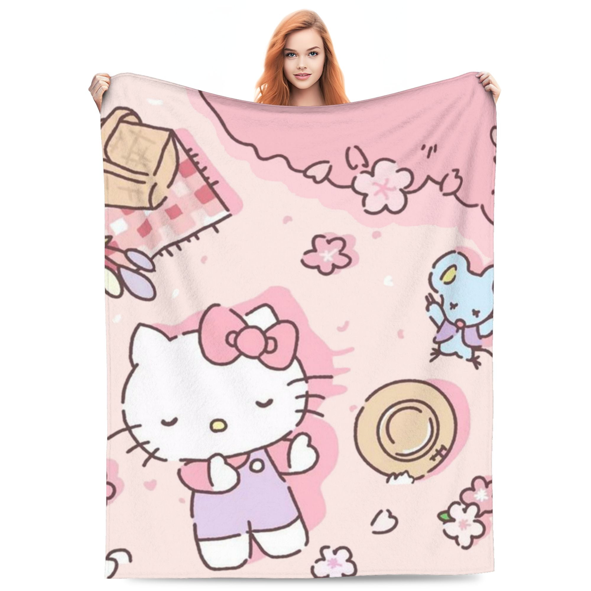 Hello Kitty Blanket Lightweight Throw Blanket Flannel Fleece Microfiber ...