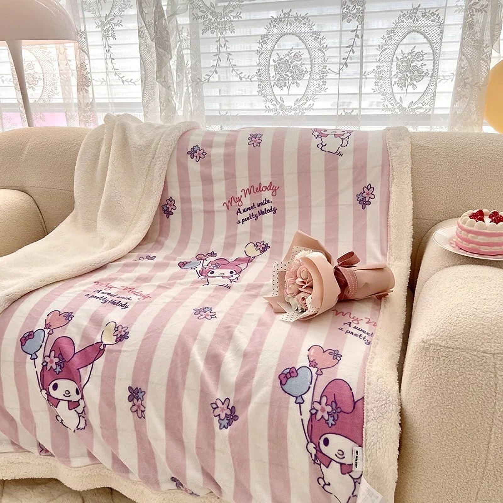 Hello Kitty Blanket Sanrio Cat Double Warm Padded Milk Fleece Lamb ...