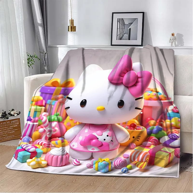 Hello Kitty Blankets Fluffy Throw Children Adults Warm Soft Quilt Sofa ...