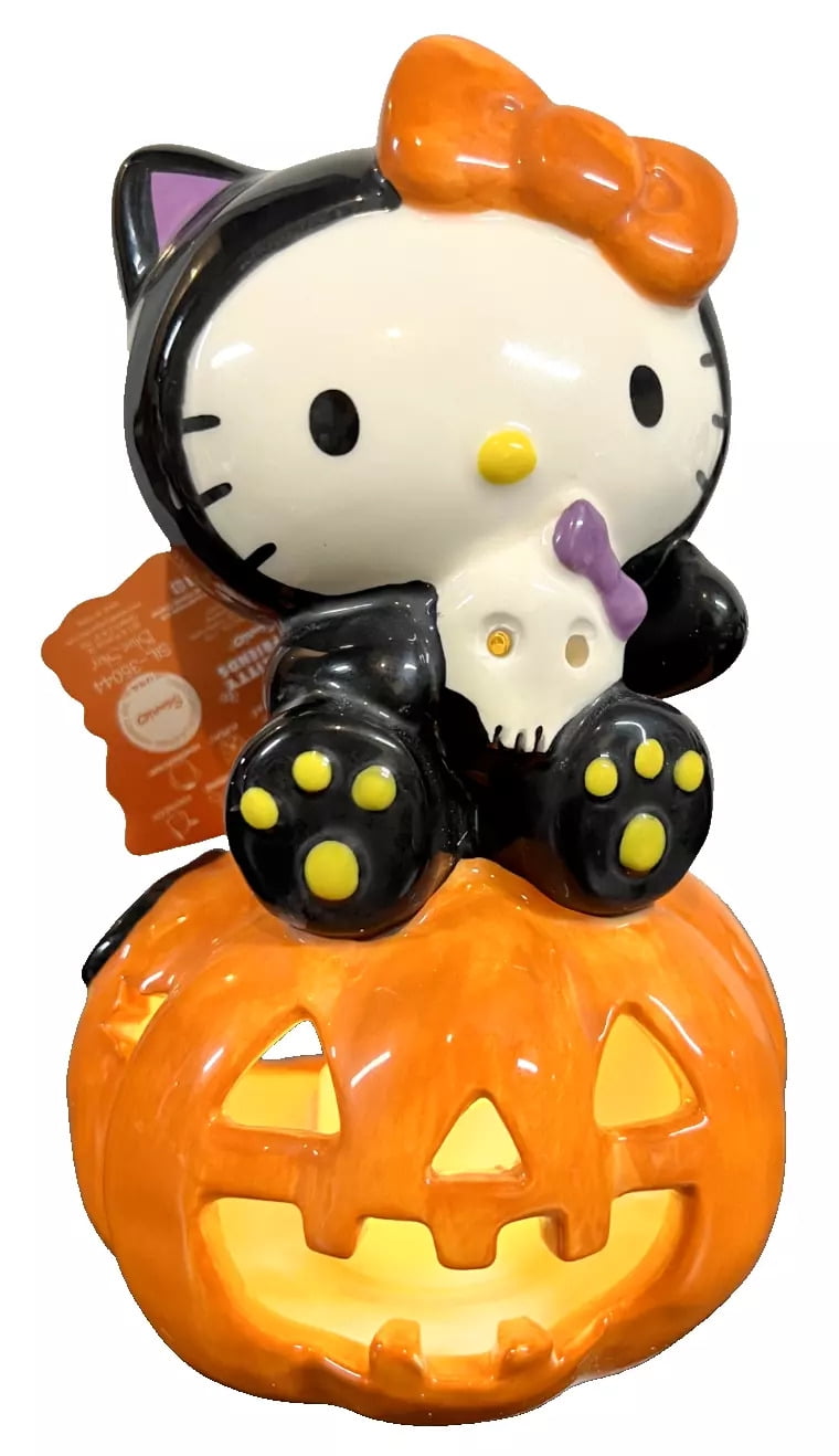 Hello Kitty Blue Sky Halloween Pumpkin Ceramic Tea Light Candle Holder ...