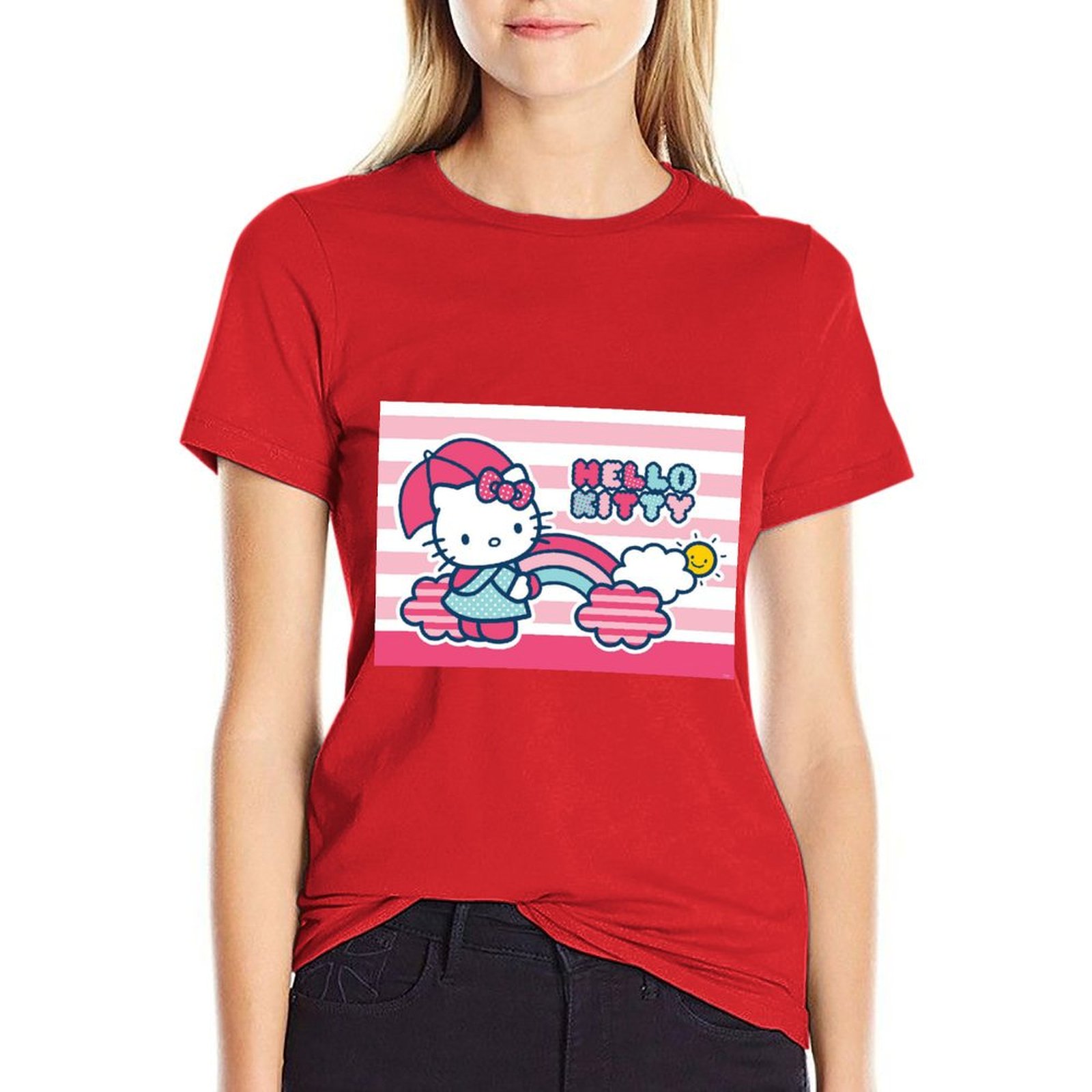 Hello Kitty Boat Cloud rainbow Shirt T-Shirt - Walmart.com