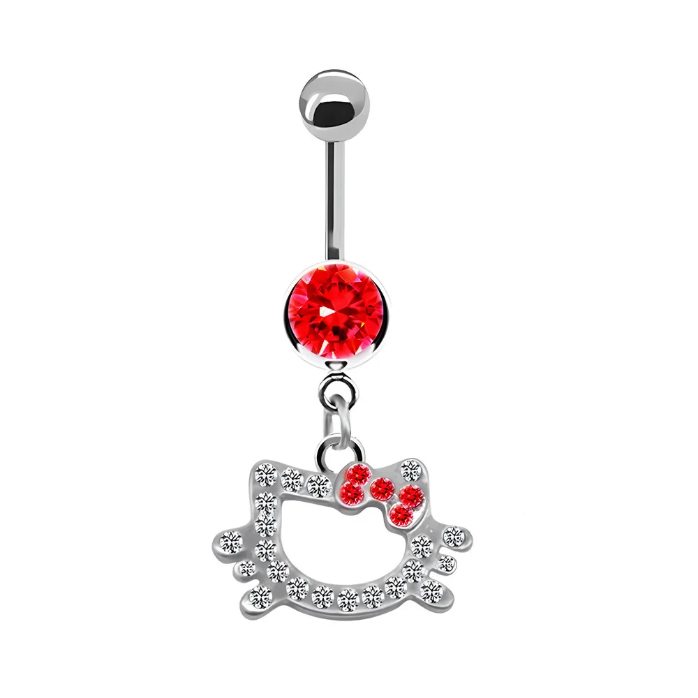 Hello Kitty Body Piercing Bellybutton Ring Kawaii Zircon Navel Nail ...