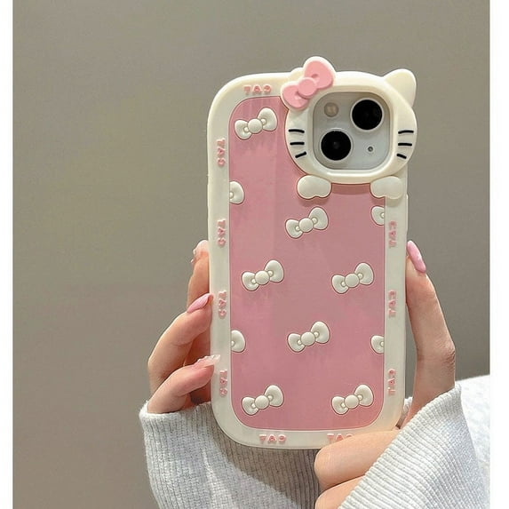 Hello Kitty Bow KT Head Phone Case For iPhone 16 15 14 13 Pro Max ...