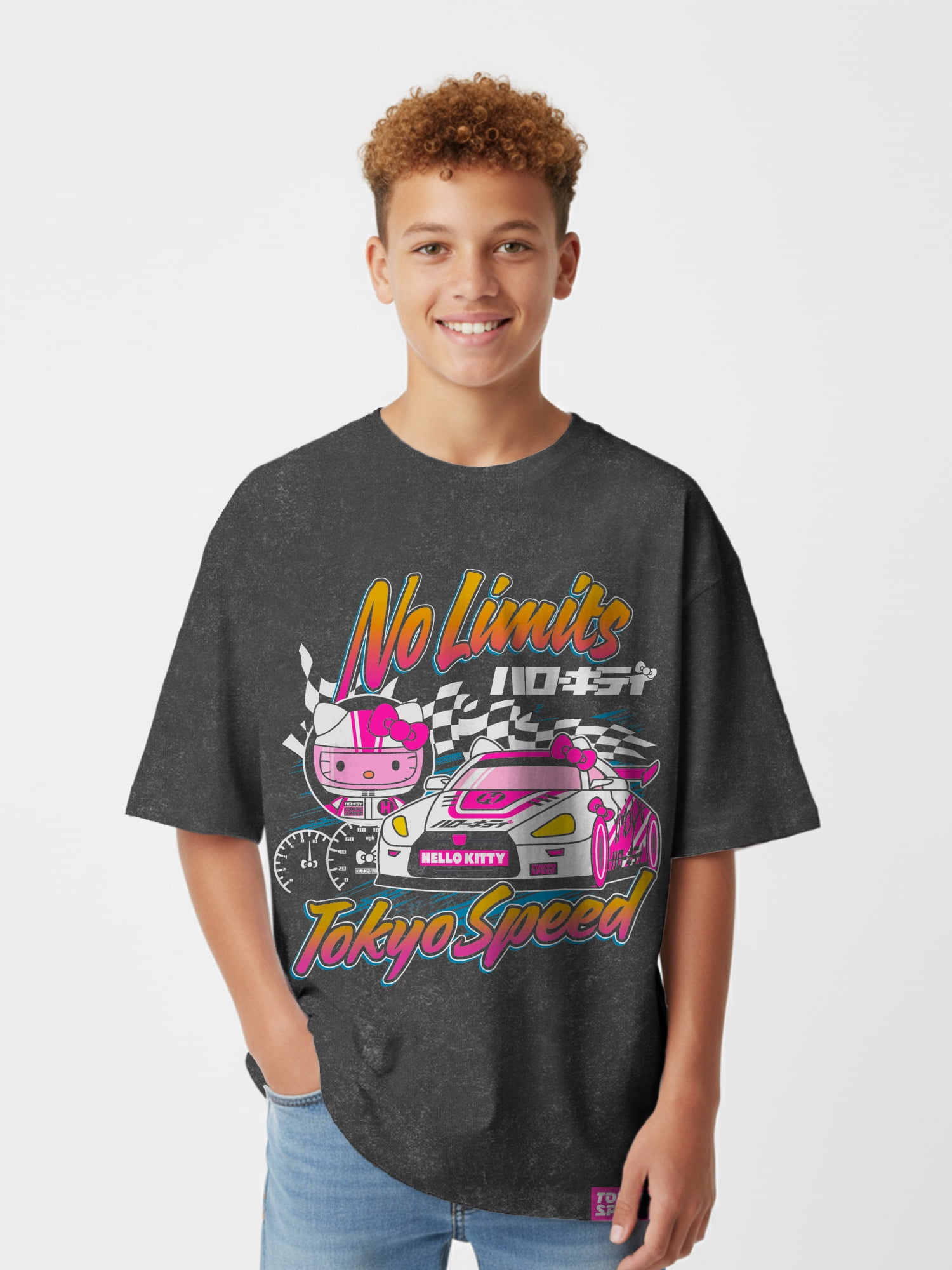 Hello Kitty, Boys' Mineral Wash Graphic T-Shirt, Tokyo Speed, Sizes 4 ...