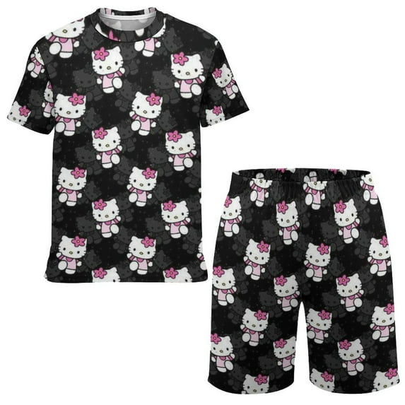 Hello Kitty Boys Short Sleeve Mesh T-Shirt And Shorts Outfit Set Summer ...