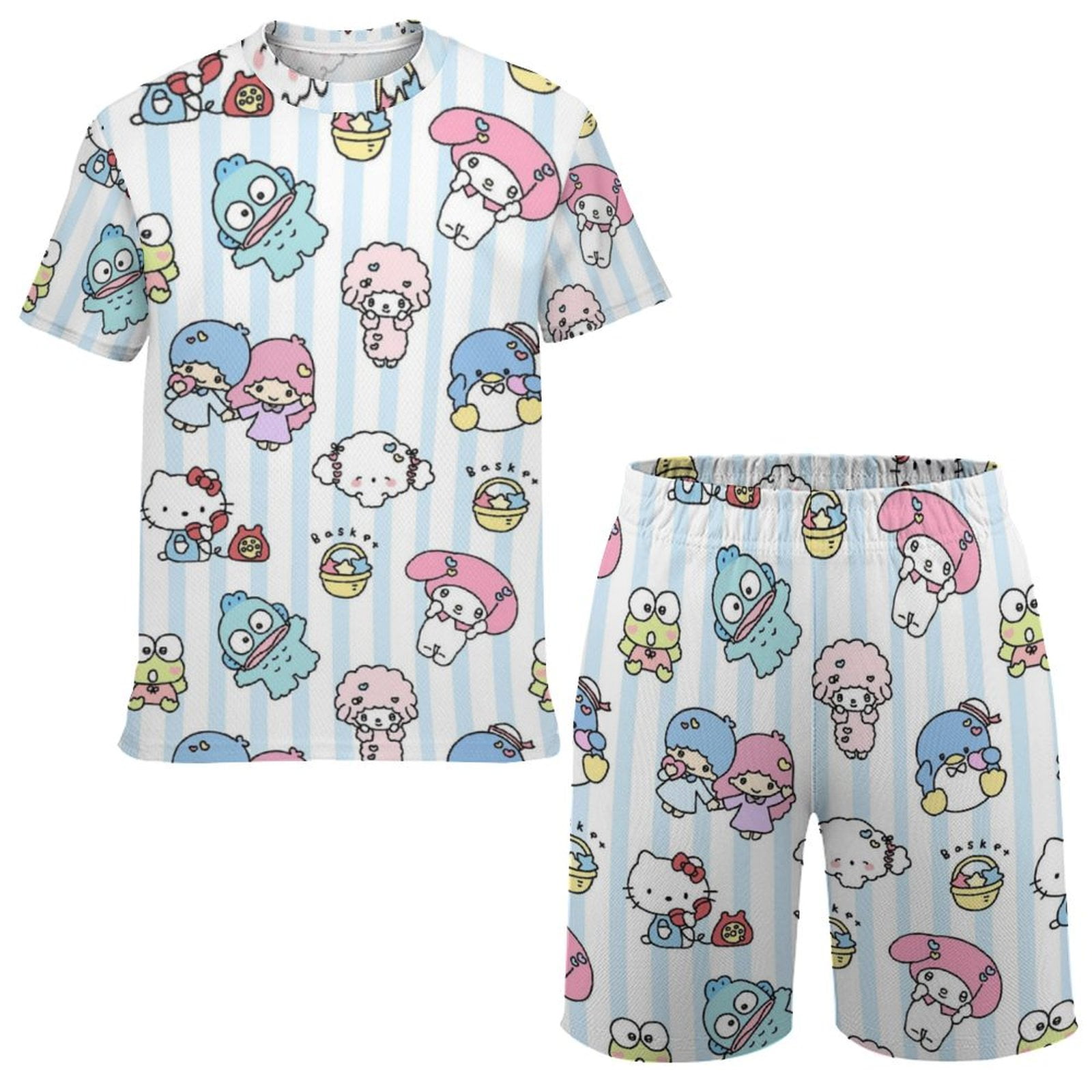 Hello Kitty Boys Short Sleeve Mesh T-Shirt And Shorts Outfit Set Summer ...