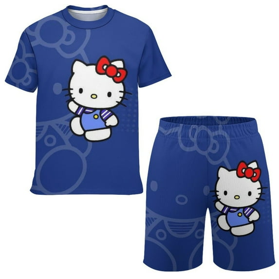 Hello Kitty Boys Short Sleeve Mesh T-Shirt And Shorts Outfit Set Summer ...