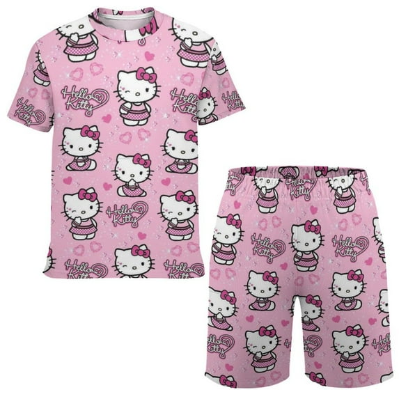 Hello Kitty Boys Short Sleeve Mesh T-Shirt And Shorts Outfit Set Summer ...