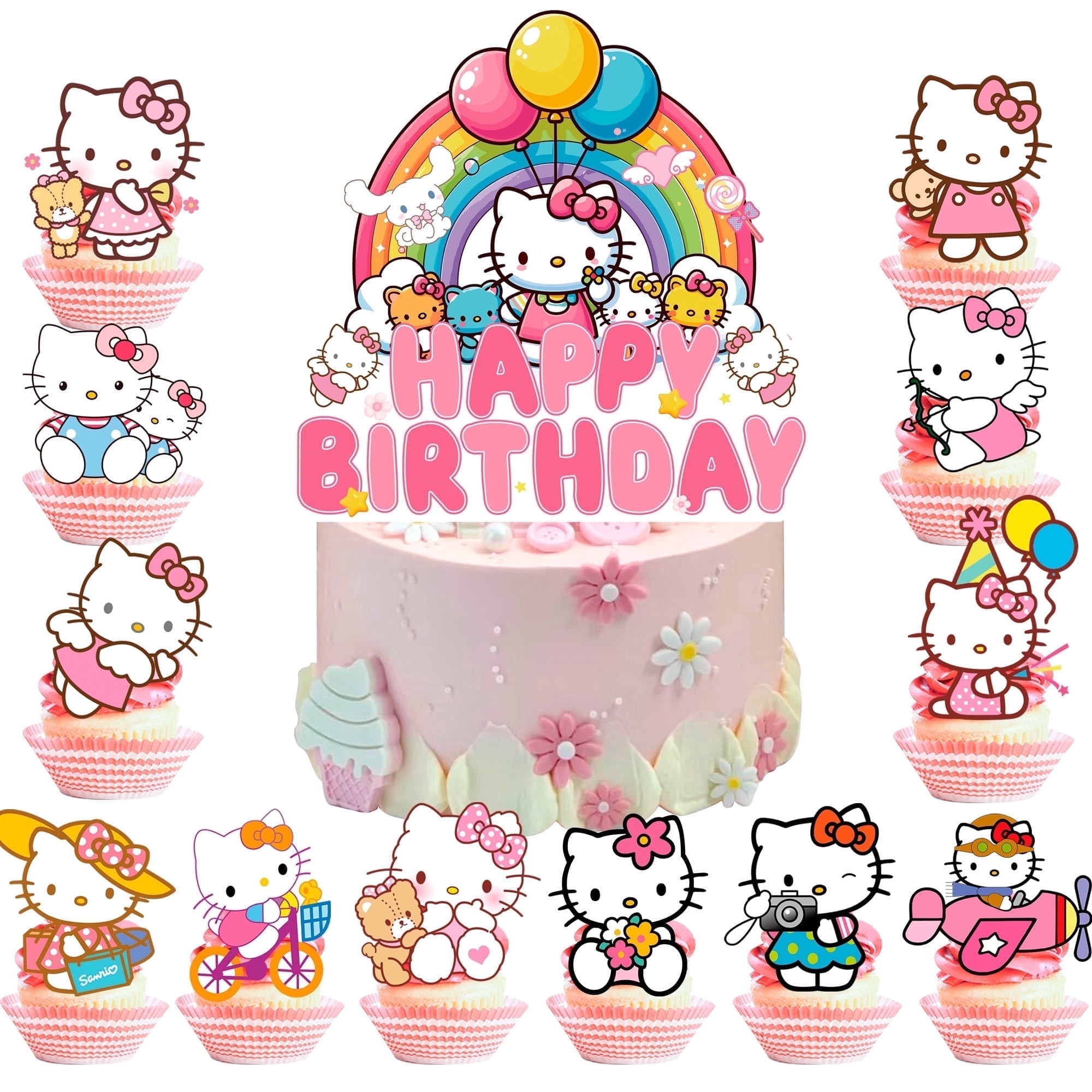 Hello Kitty Cake Toppers, 13Pcs Hello Kitty Cake Toppers Cupcake ...