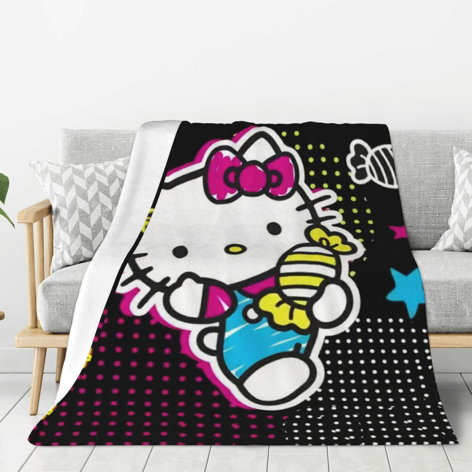 Hello Kitty Candy Blanket for Couch,Super Soft Cozy Blankets for Adults ...