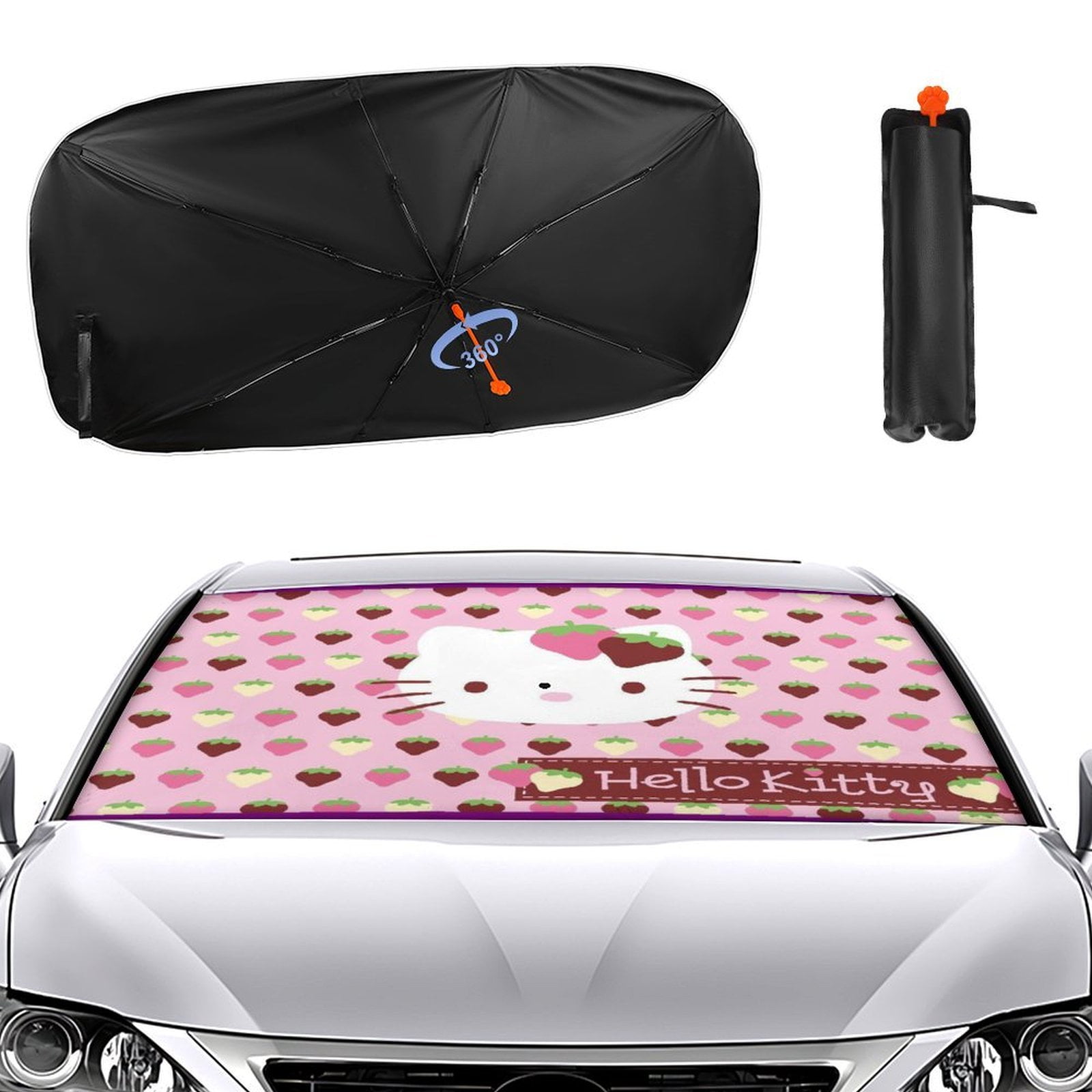 Hello Kitty Car Sun Shade Windshield Umbrella, Foldable Car Umbrella ...