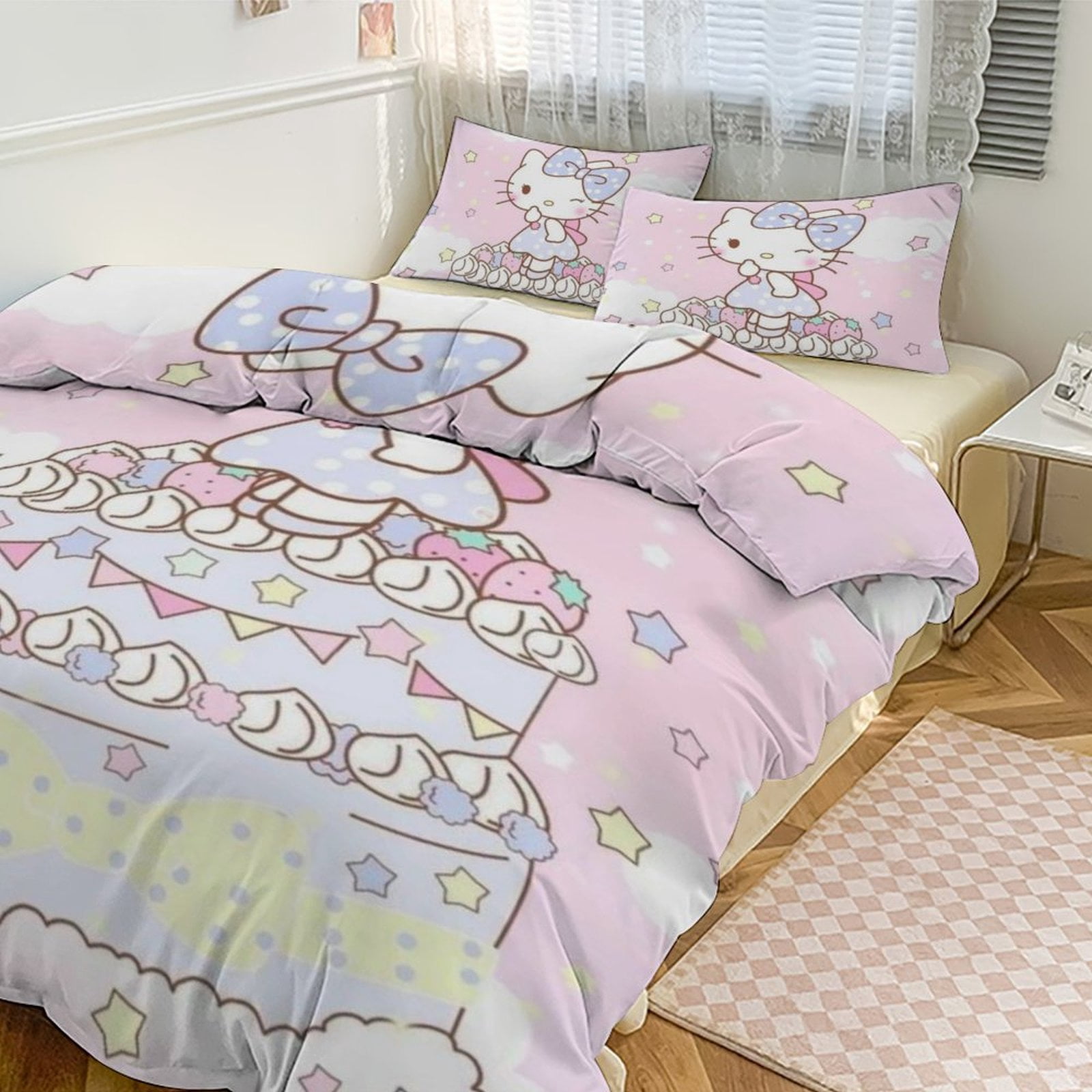 Hello Kitty Cartoon Anime Bed Duvet Cover Microfiber Bedding Sets 3D ...