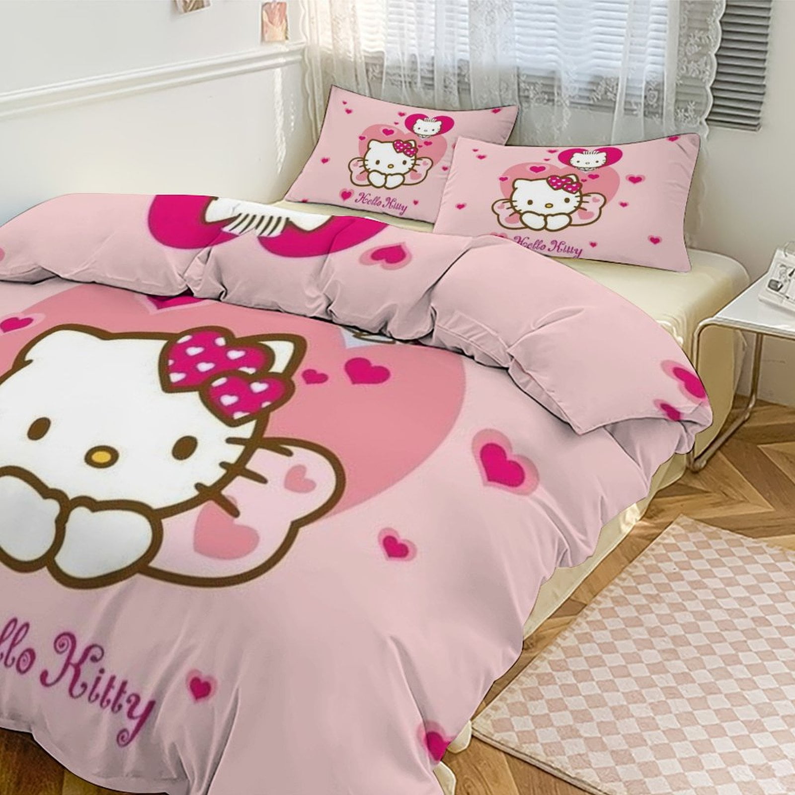 Hello Kitty Cartoon Anime Bed Duvet Cover Microfiber Bedding Sets 3D ...
