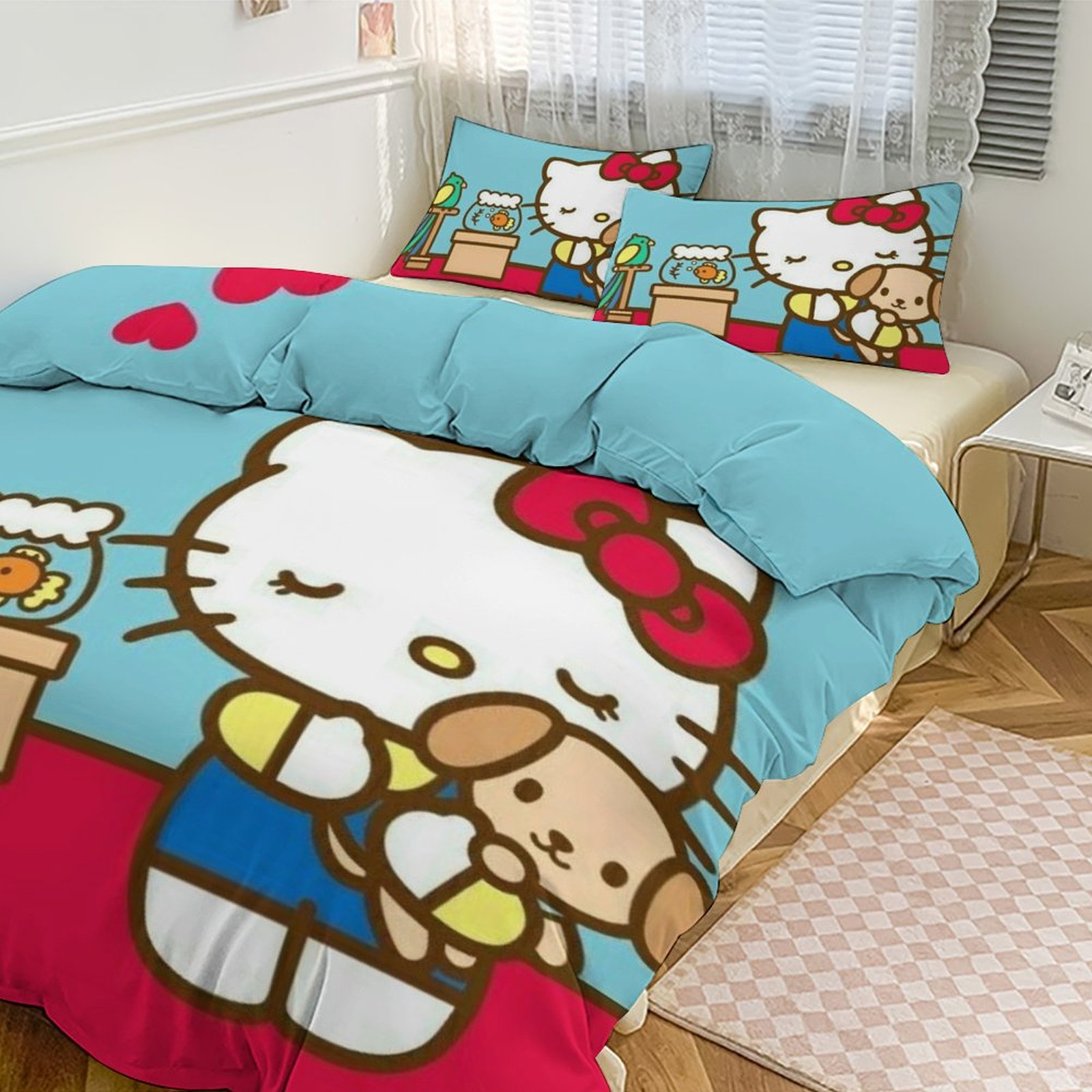 Hello Kitty Cartoon Anime Bed Duvet Cover Microfiber Bedding Sets 3D ...