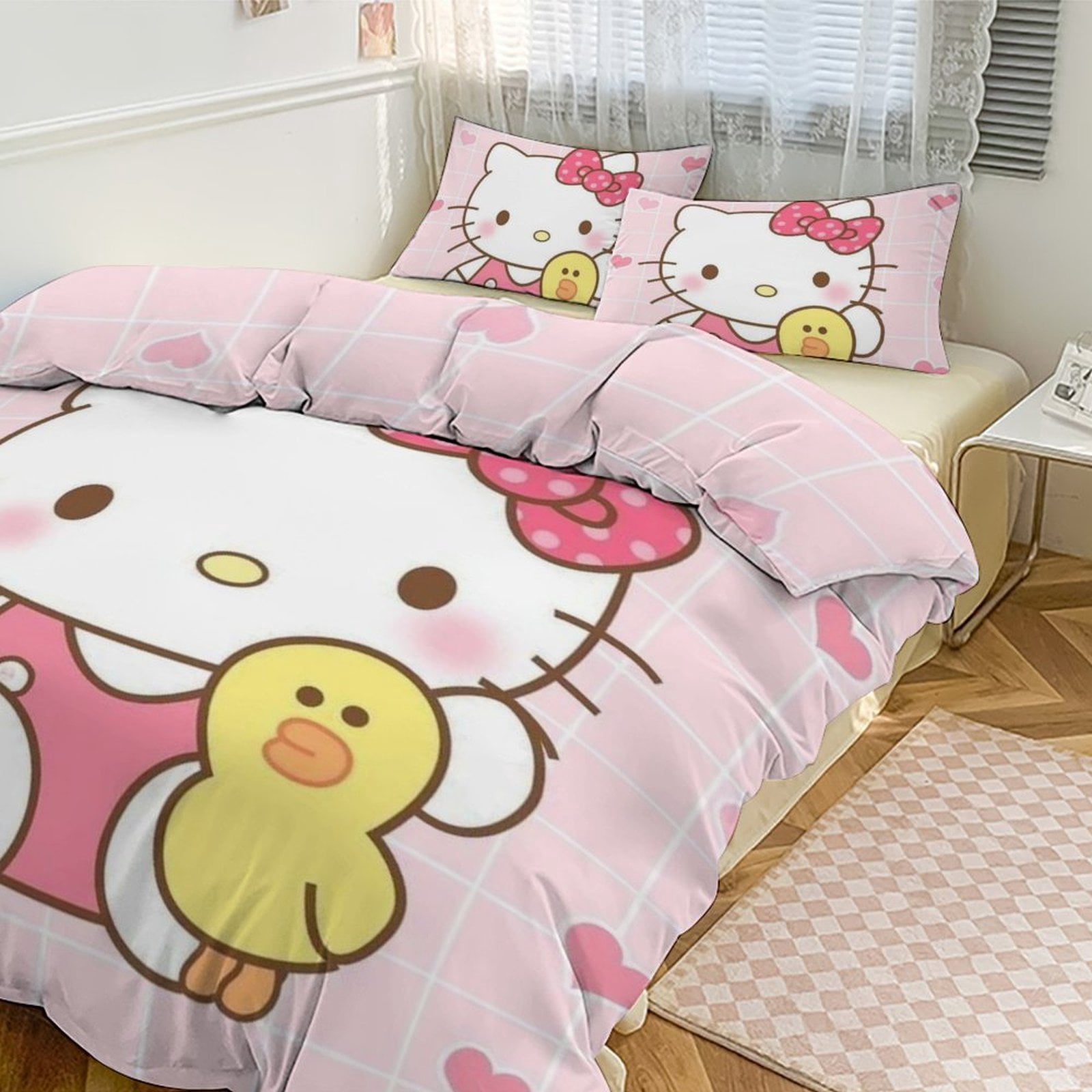 Hello Kitty Cartoon Anime Bed Duvet Cover Microfiber Bedding Sets 3D ...
